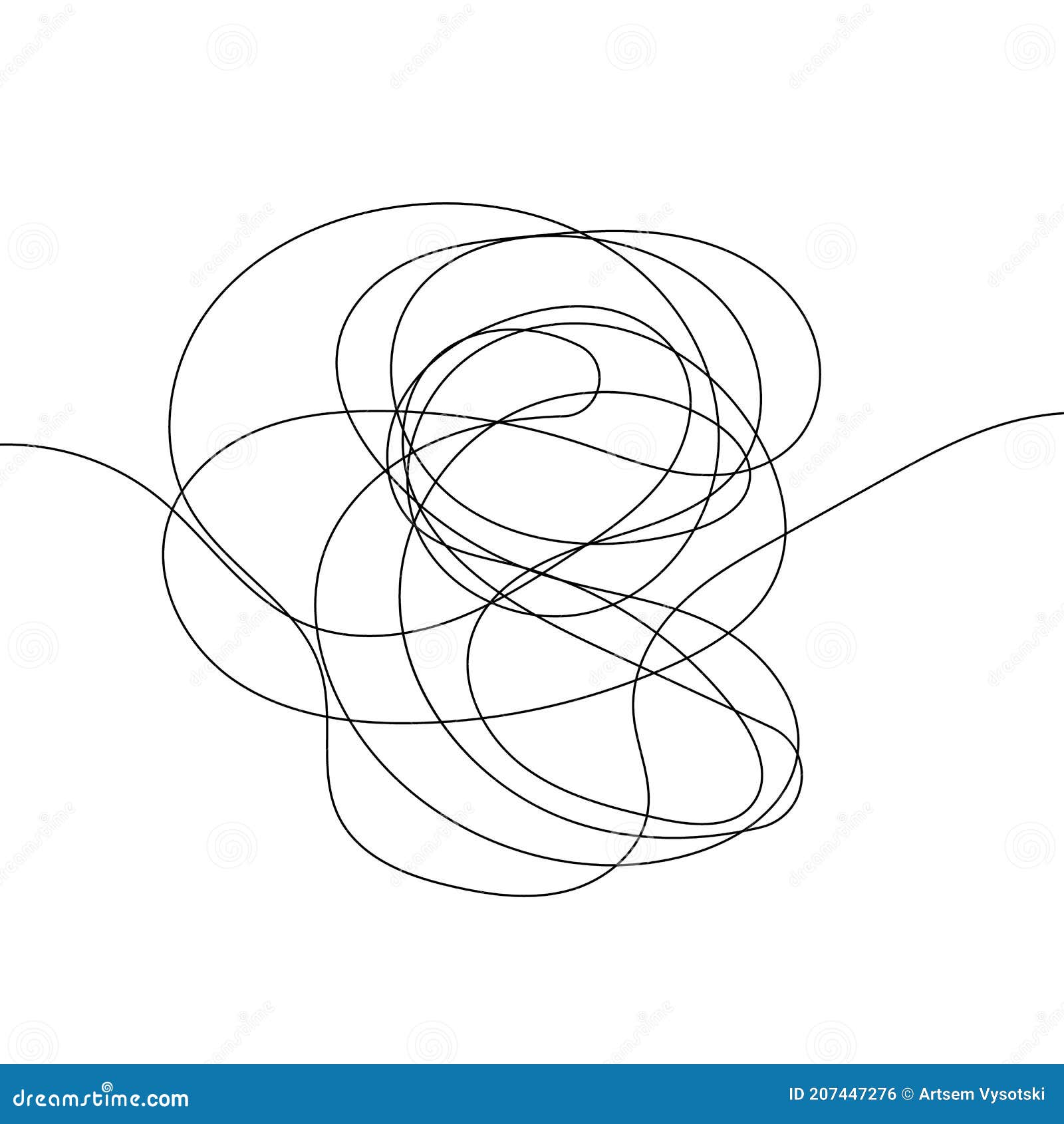 Tangle Scrawl Sketch Vector. Drawing Square. Thread Clew Knot. Chaos ...