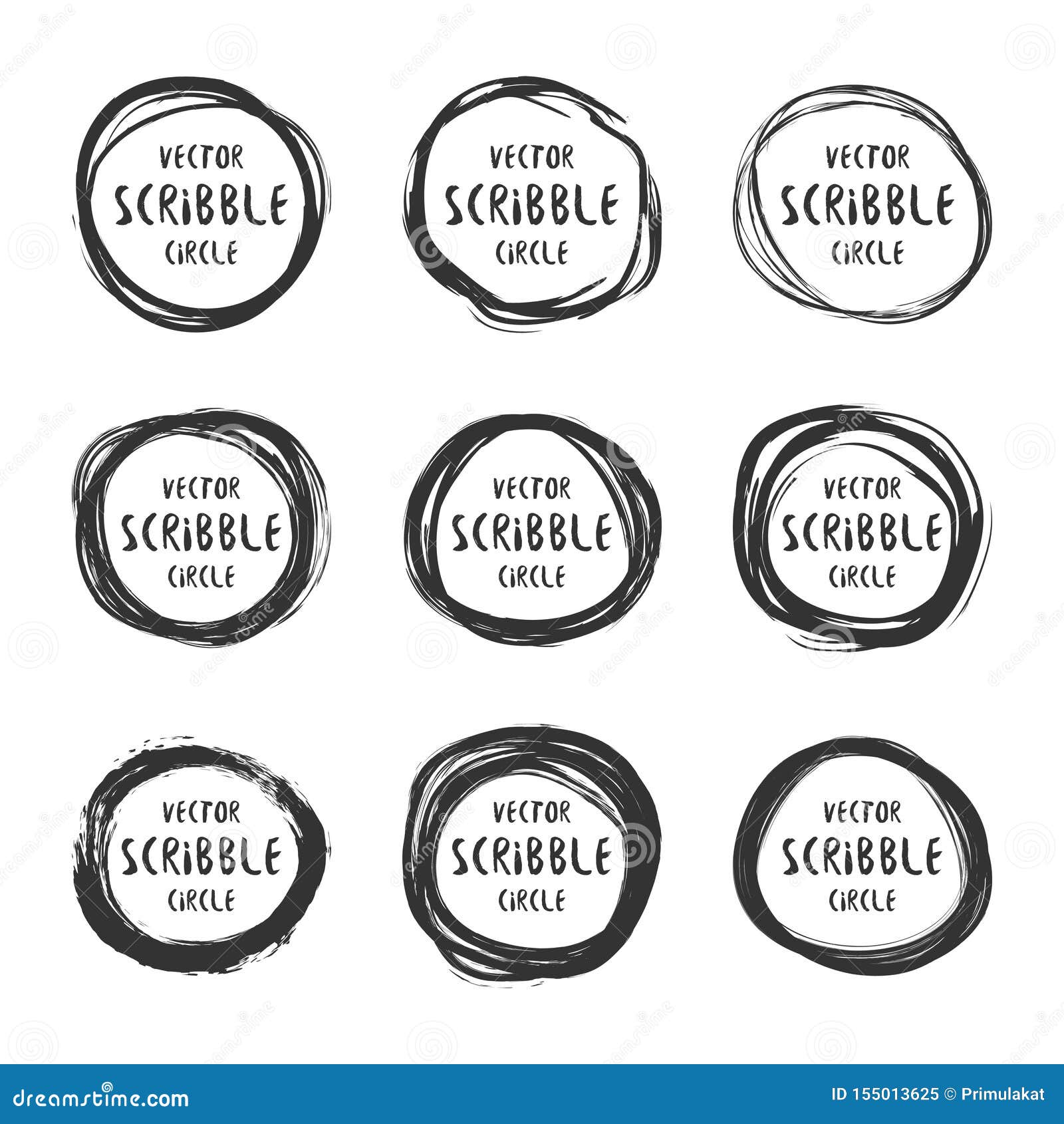 Hand Drawn Scribble Circles with Text Vector Set Stock Vector - Illustration of icon, design ...