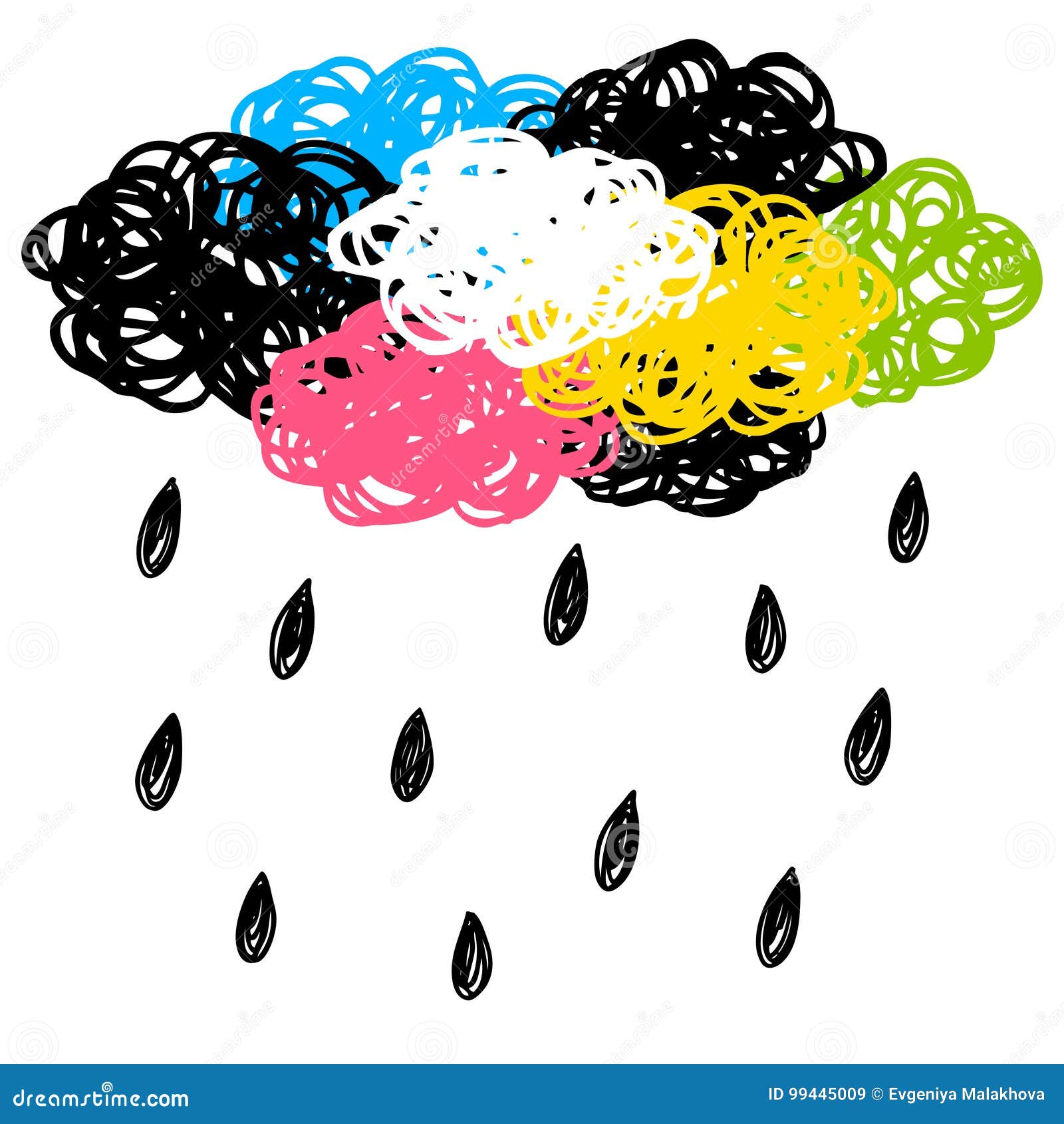 Hand drawn scribble clouds stock illustration. Illustration of ...