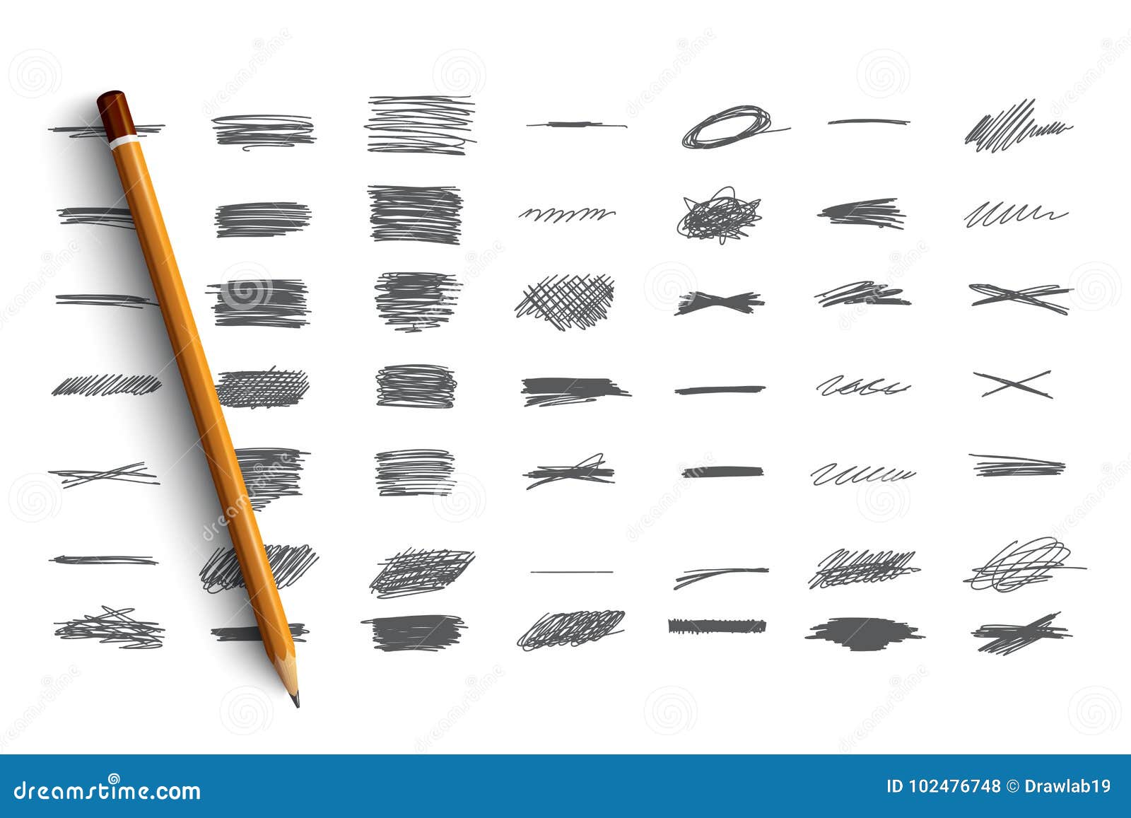 Hand Drawn Scribble Set with Purple Lettering Stock Vector ...