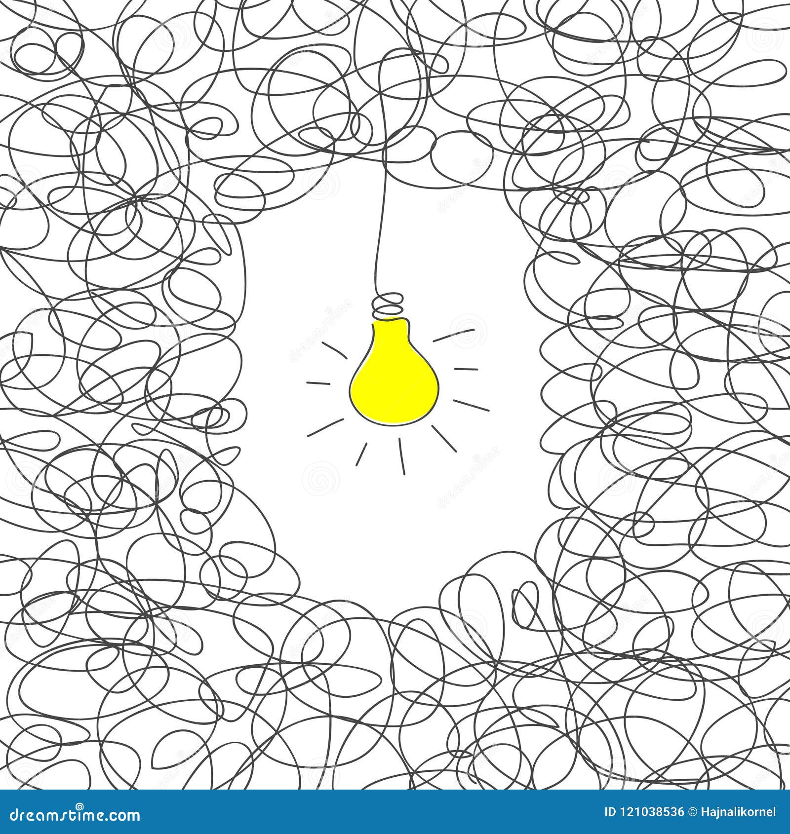Hand Drawn Scribble with Lightbulb Stock Vector - Illustration of ...