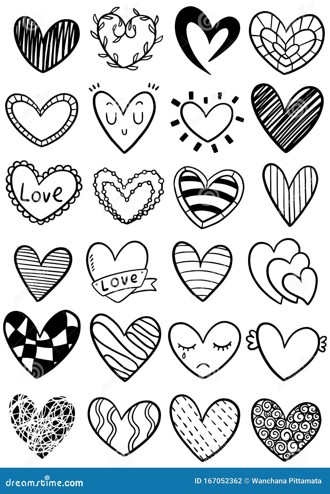 Hand drawn scribble hearts stock vector. Illustration of draw - 167052362