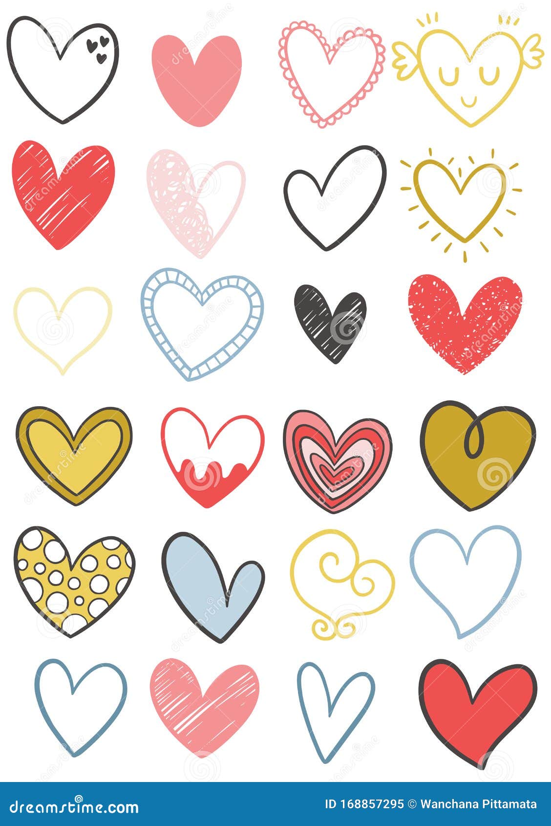 0019 Hand Drawn Scribble Hearts Stock Vector - Illustration of romance ...