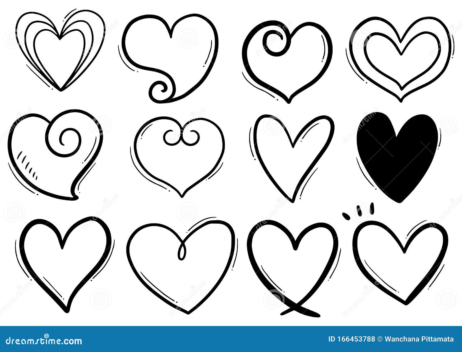 Hand drawn scribble hearts stock vector. Illustration of drawing ...