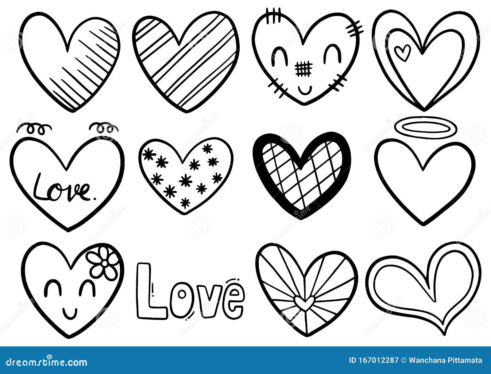 Hand drawn scribble hearts stock vector. Illustration of graphic ...