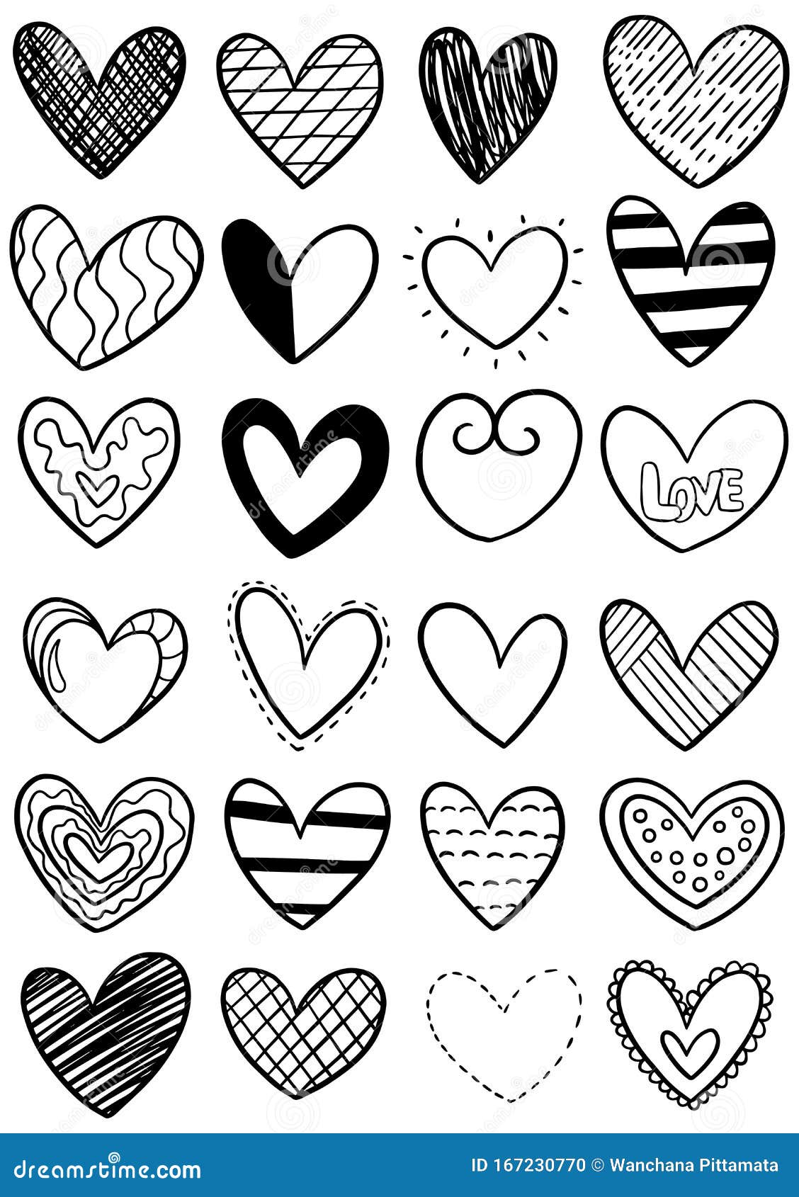 Hand drawn scribble hearts stock vector. Illustration of artistic ...