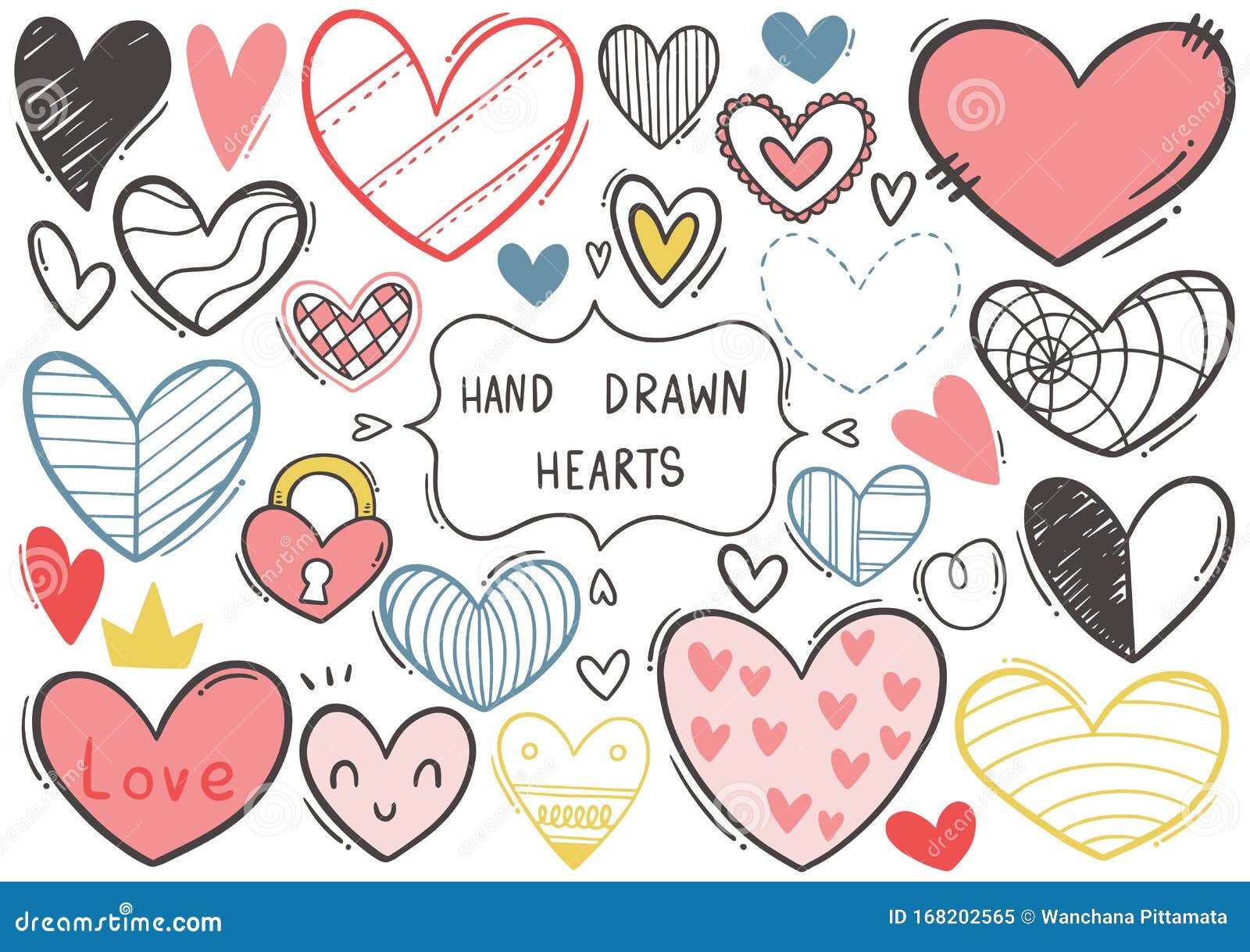 0069 Hand Drawn Scribble Hearts Stock Vector - Illustration of ...