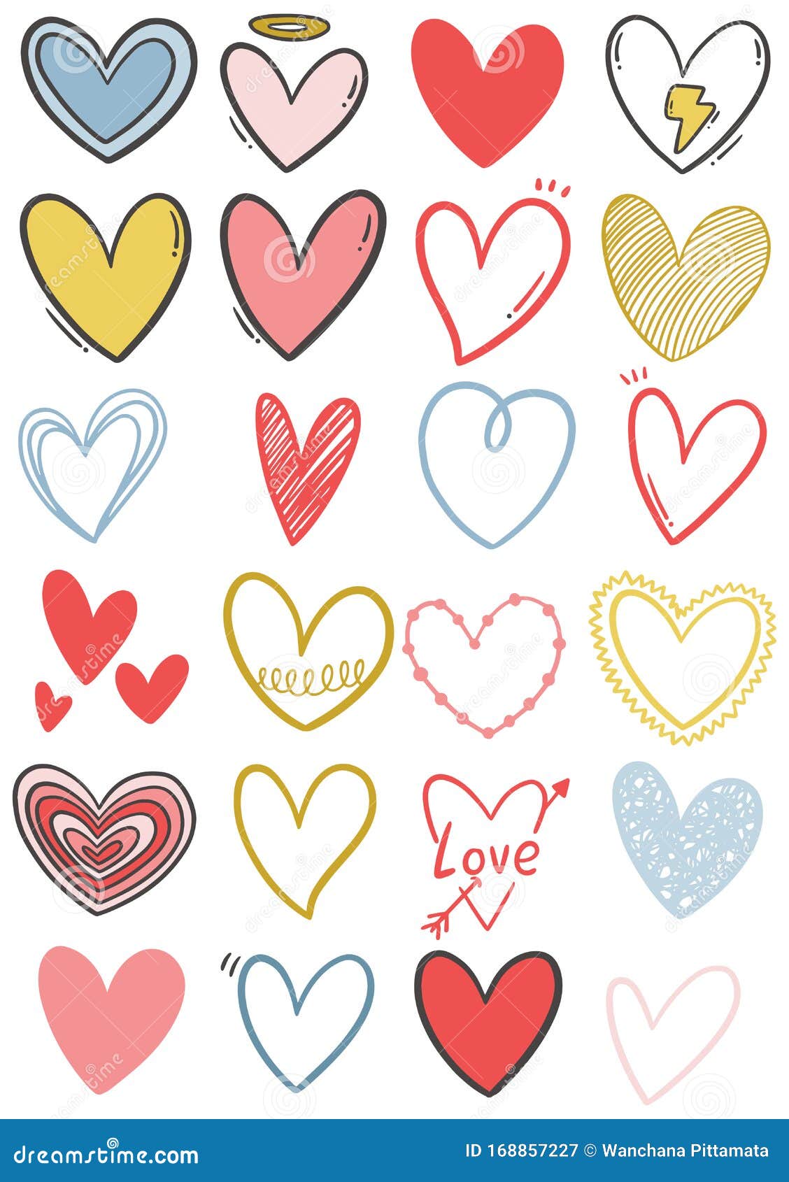 0017 Hand Drawn Scribble Hearts Stock Vector - Illustration of mark ...