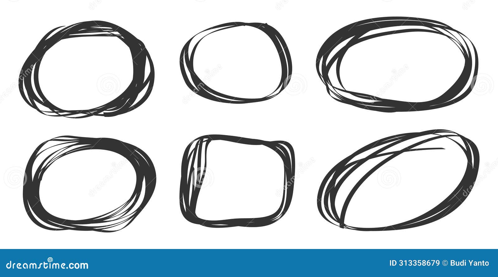 Hand Drawn Scribble Line Circles. Doodle Circular for Message Note Mark ...