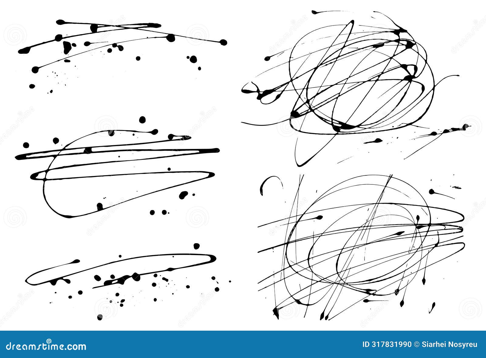 Hand Drawn Scribble Line Shapes, Set. Doodle Scribble Brush Stroke ...