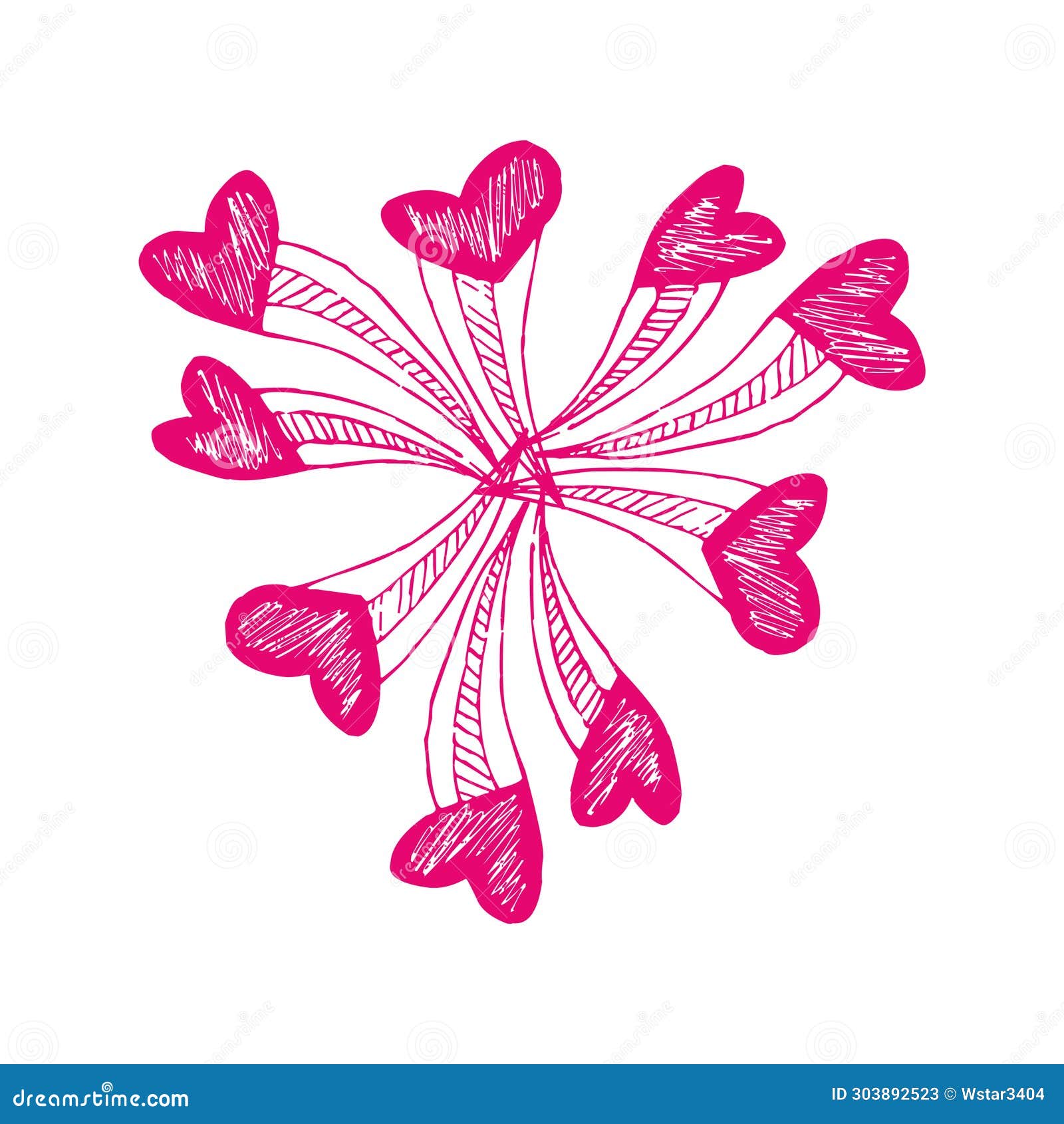 Hand Drawn Scribble Nine Hearts in Triangle Shape Stock Illustration ...