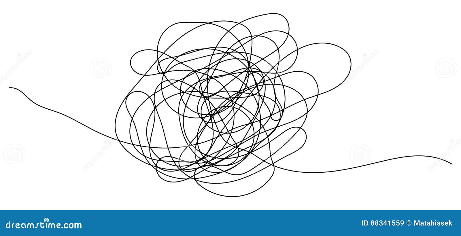 Hand Drawn Scribble Object with Start and End. Isolated Sketch on White ...