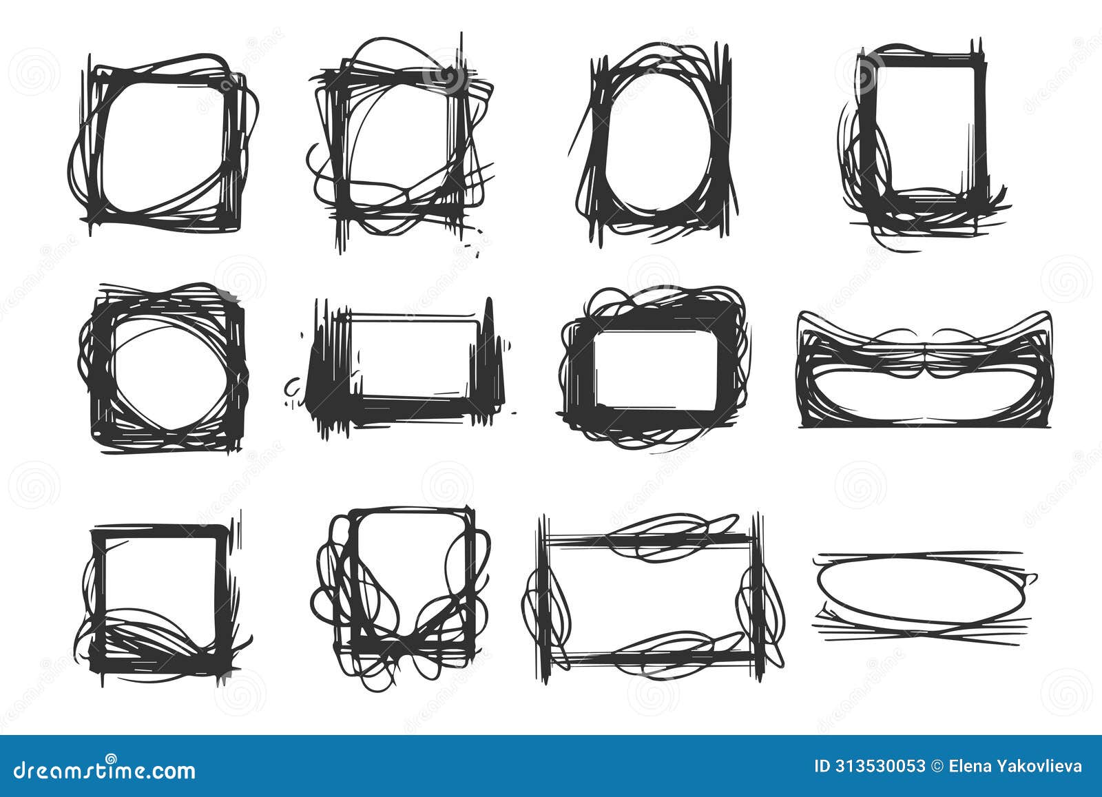 Hand Drawn Scribble Rectangular Frames Stock Illustration ...