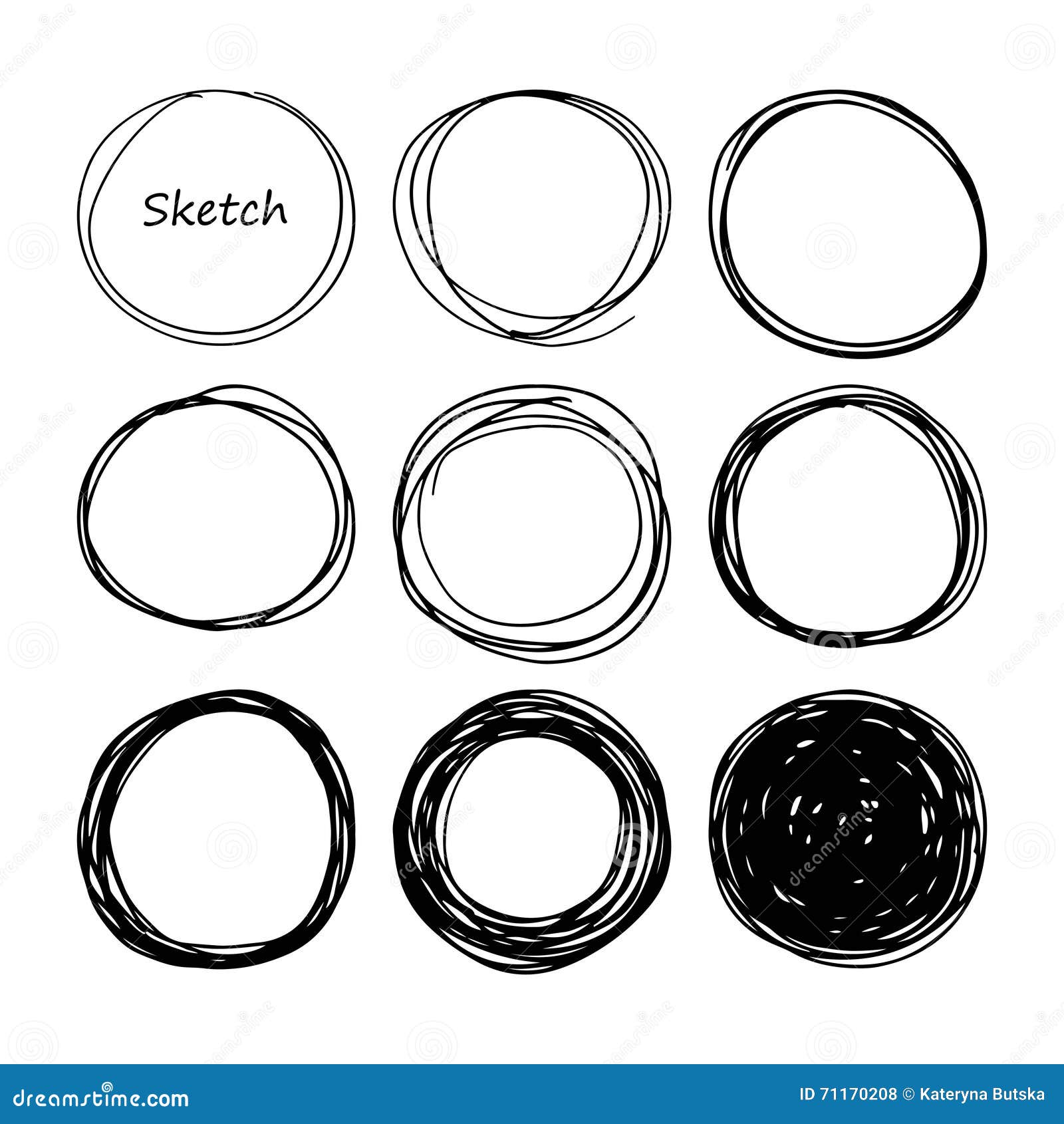 Hand Drawn Scribble, Set of Doodle Circles Stock Vector - Illustration ...
