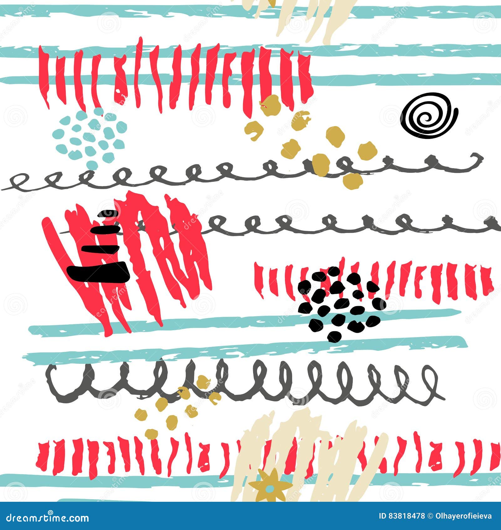 Hand Drawn Scribbles Seamless Pattern Stock Vector - Illustration of ...