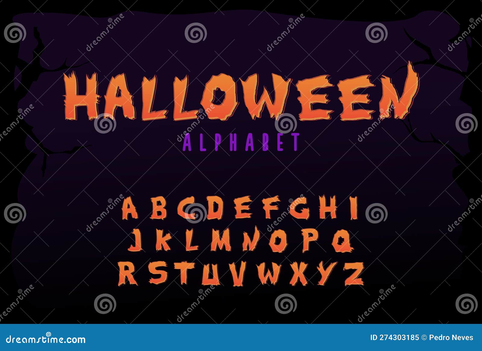 Hand Drawn Script Font for Halloween and Spooky Subjects. Unique Creepy ...