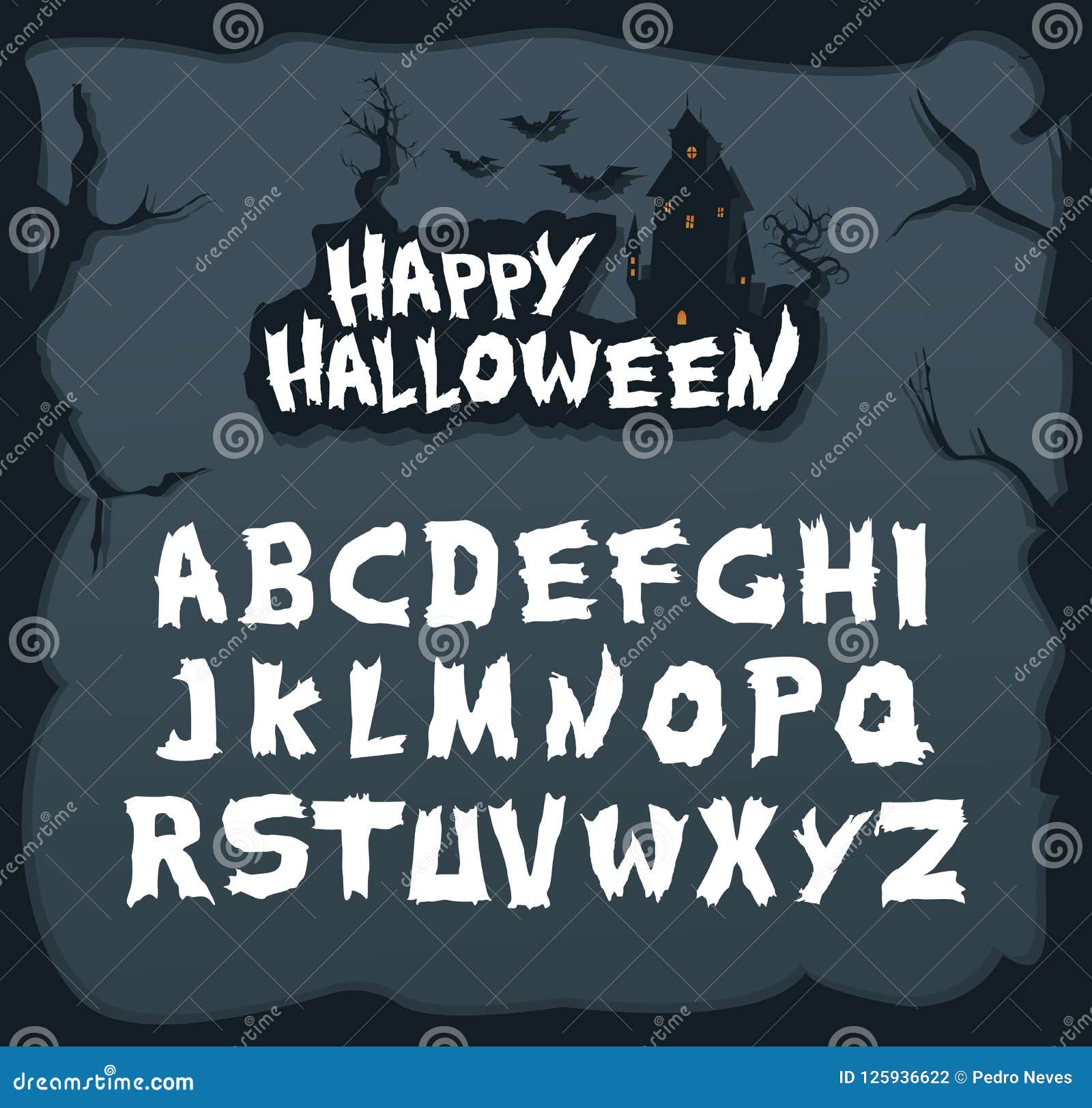 Hand Drawn Script Font for Halloween and Spooky Subjects. Unique Stock ...