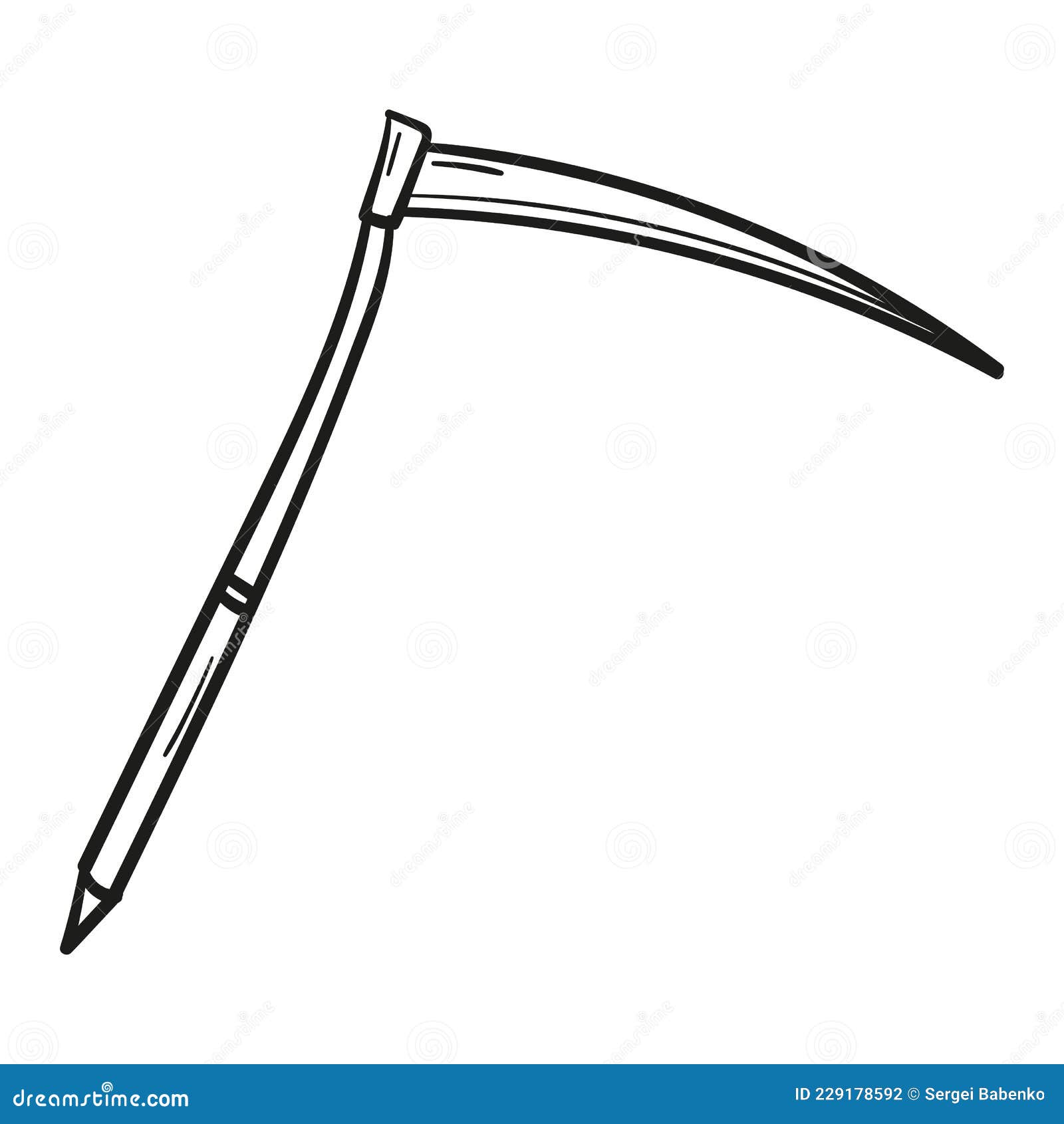 Hand Drawn Scythe Icon in Doodle Style Isolated Stock Vector ...