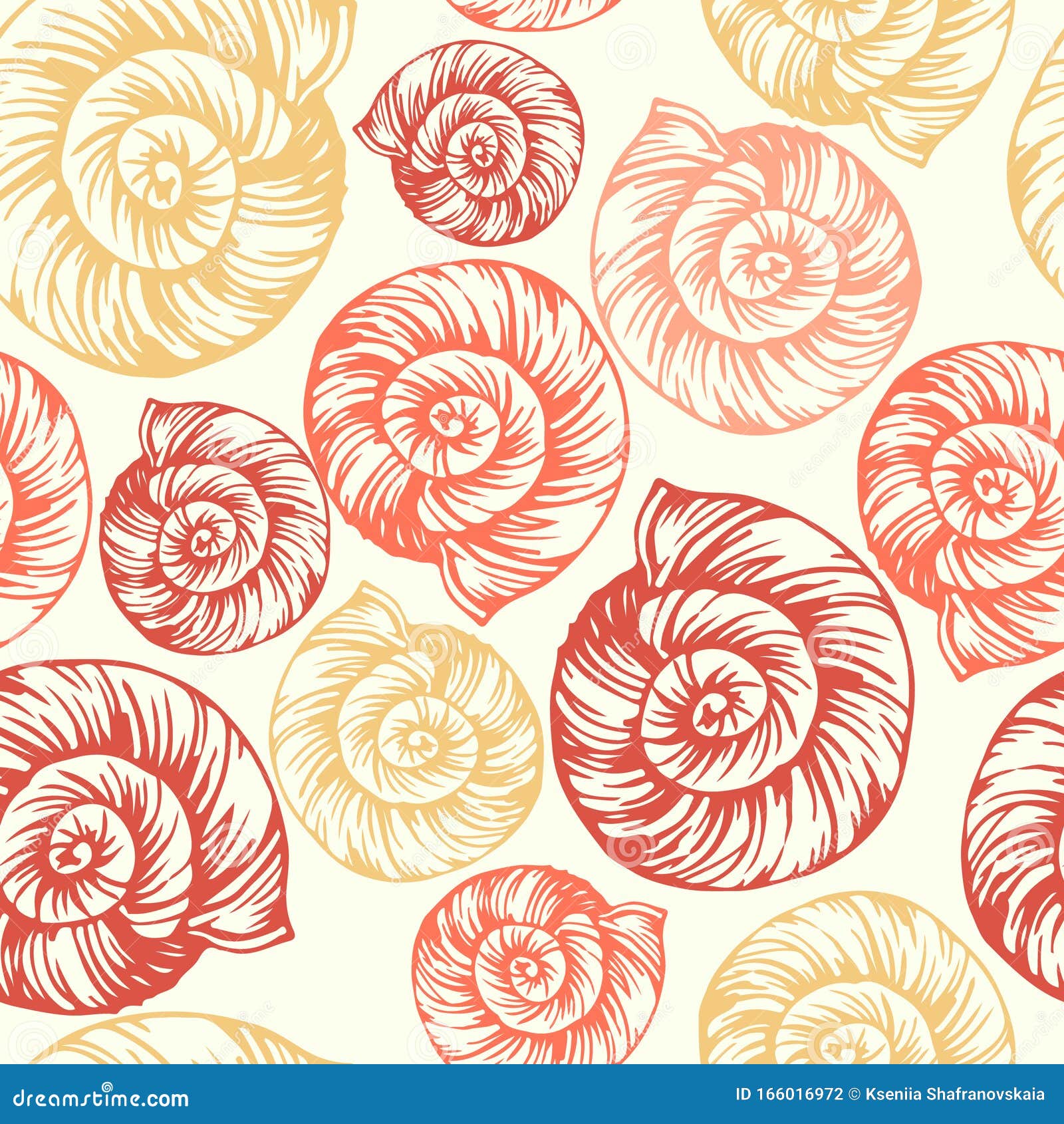 Shell Vector Seamless Pattern Stock Vector - Illustration of circle ...