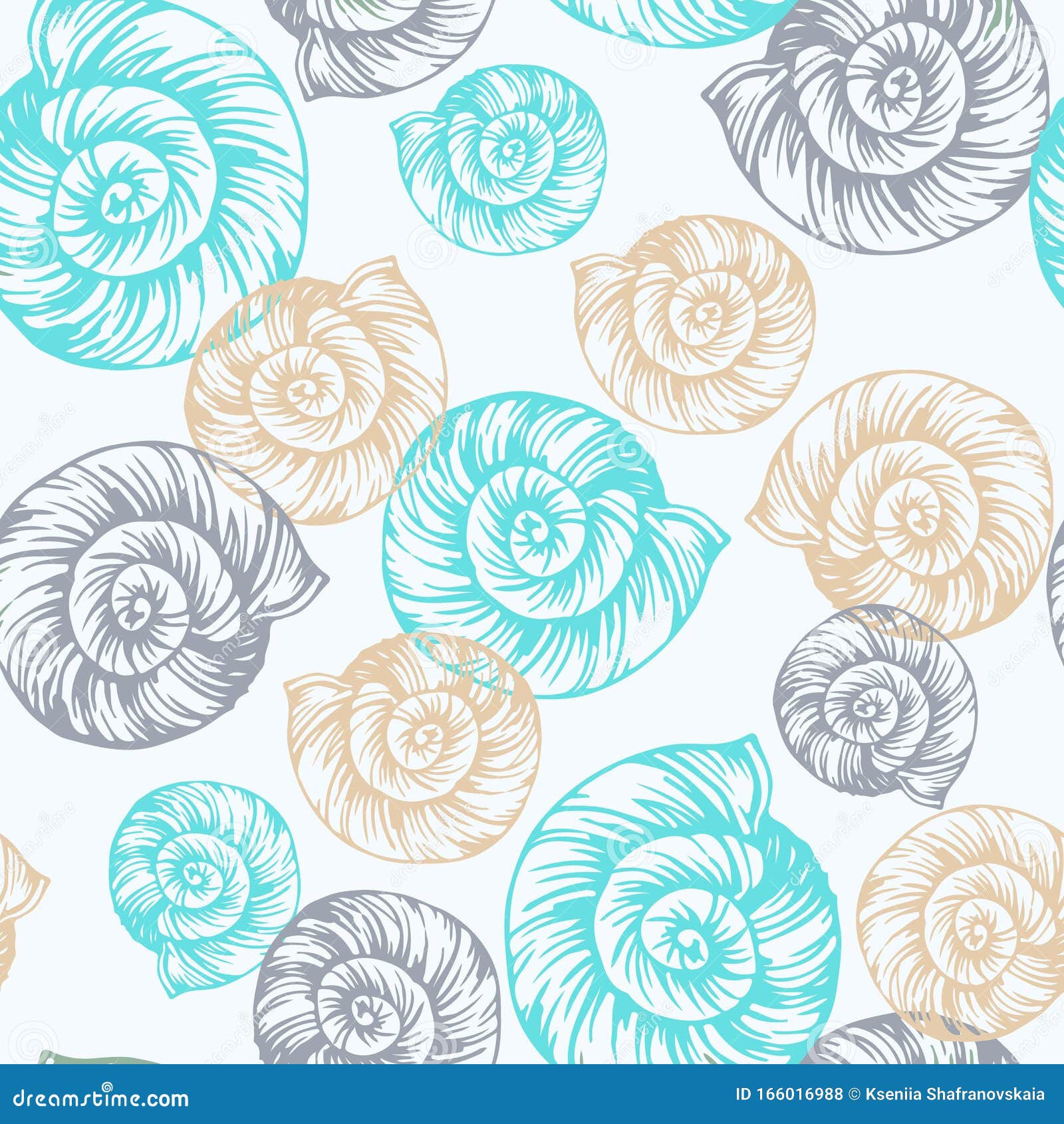 Shell Vector Seamless Pattern Stock Vector - Illustration of circle ...