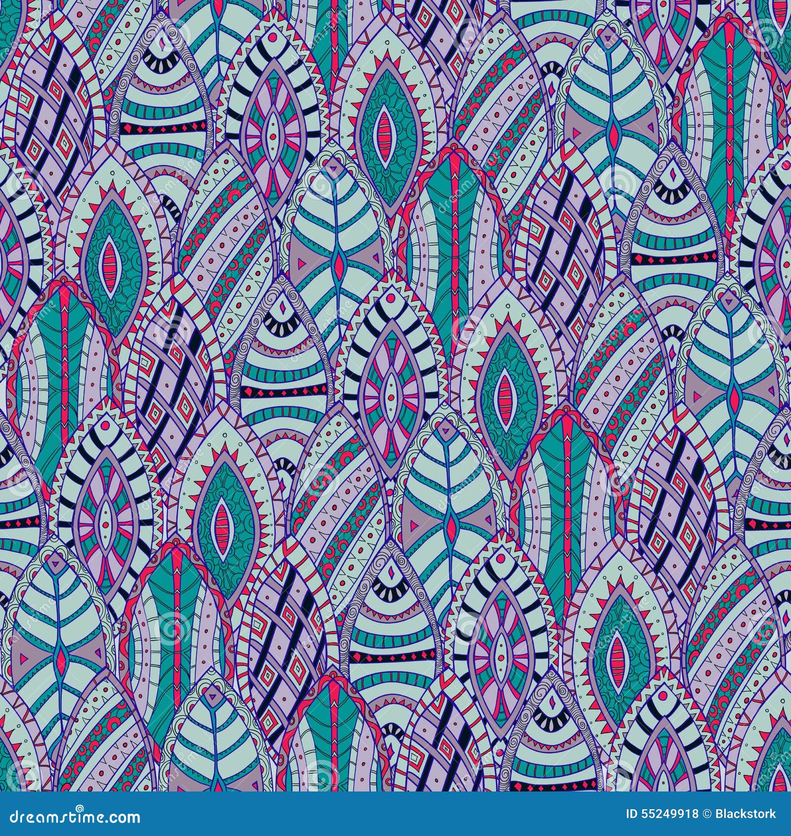 Hand Drawn Seamless Abstract Ethnic Pattern Stock Illustration ...