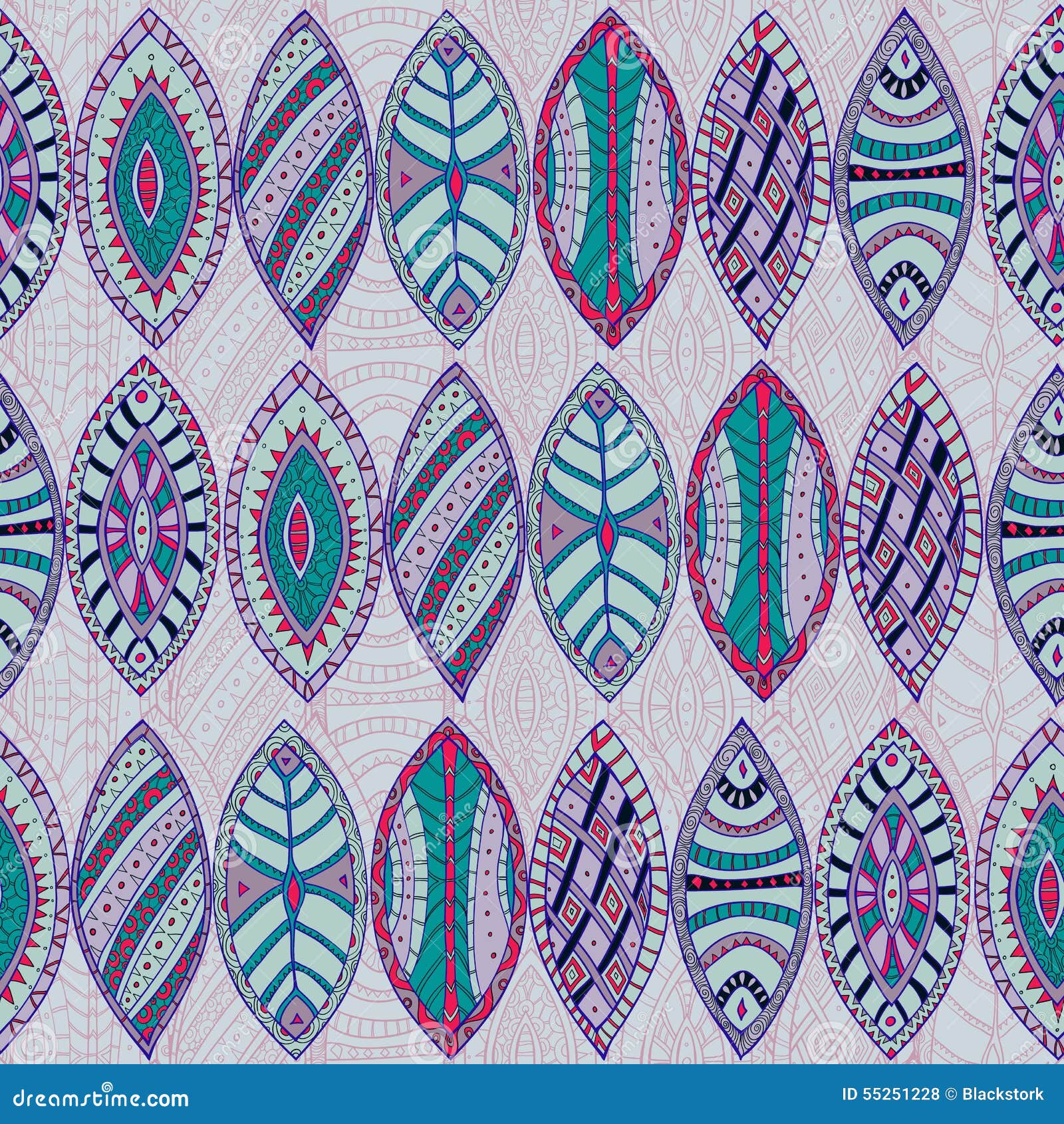 Hand Drawn Seamless Abstract Ethnic Pattern Stock Illustration ...