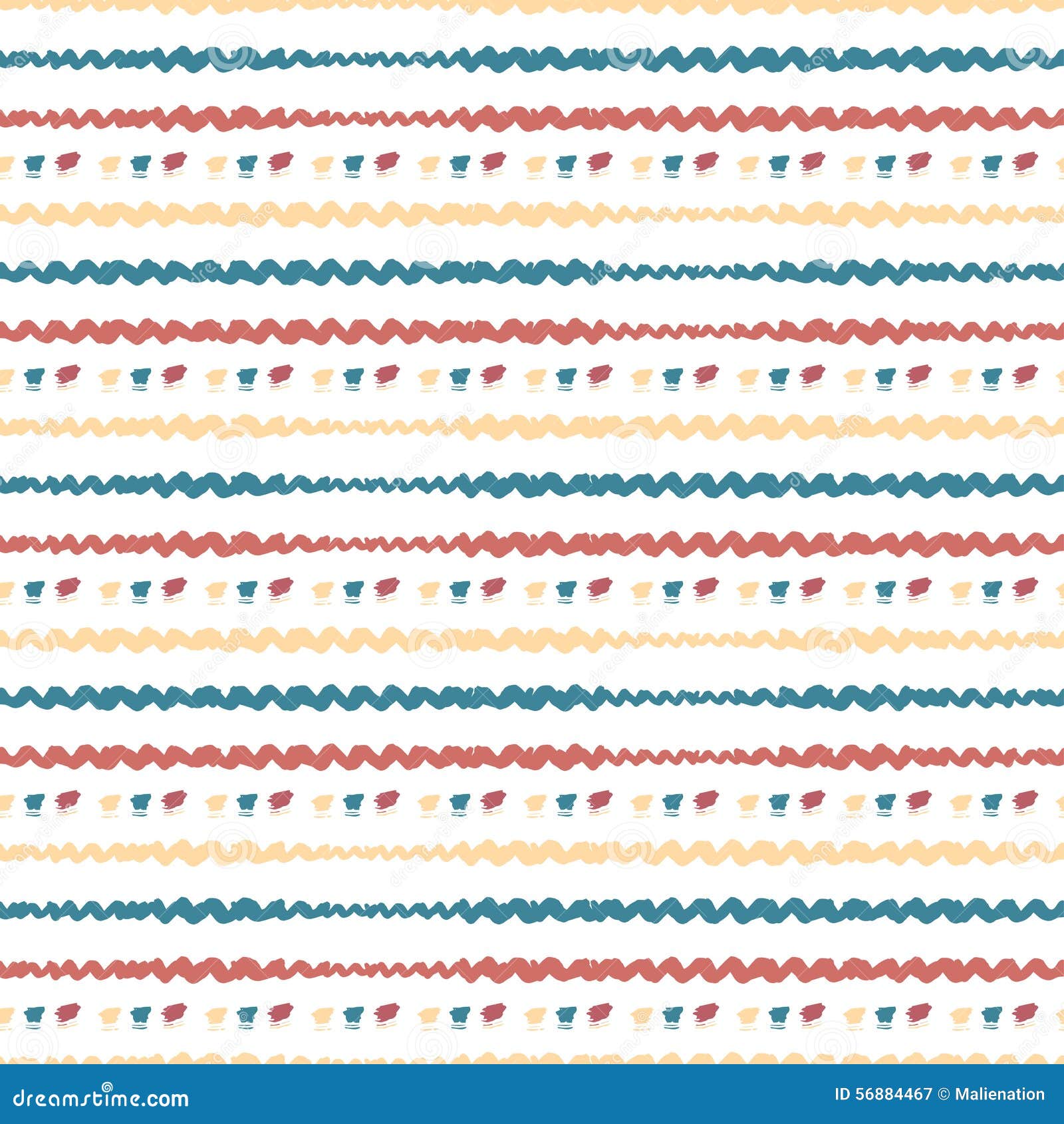 Hand Drawn Seamless Abstract Pattern. Vector Horizontal Stripes ...