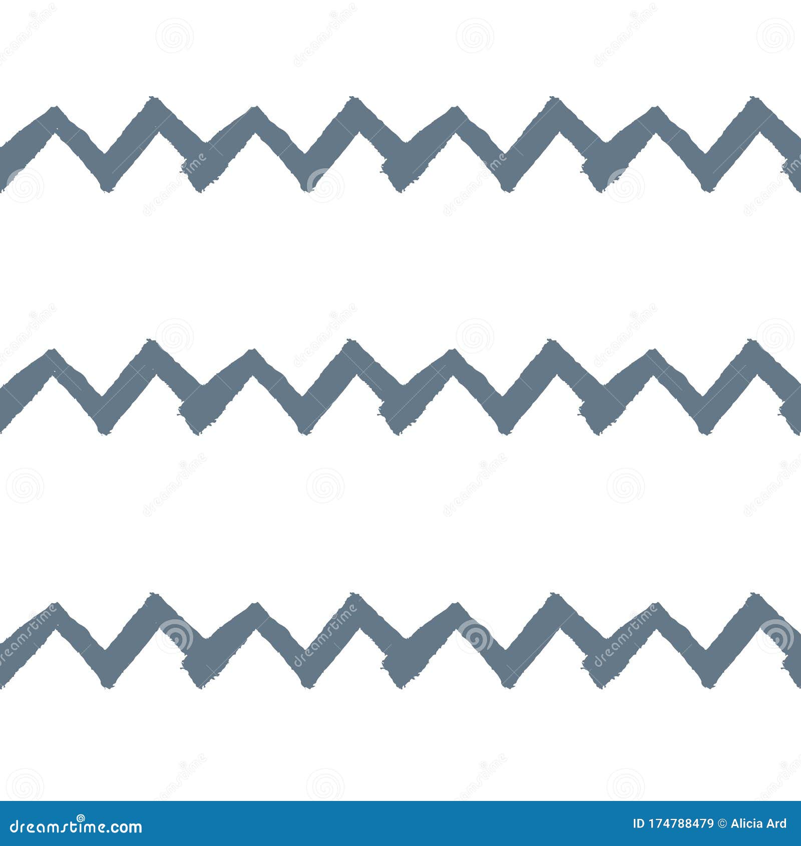 Hand Drawn Seamless Blue Chevron Repeat Vector Pattern. Blue. Stock ...