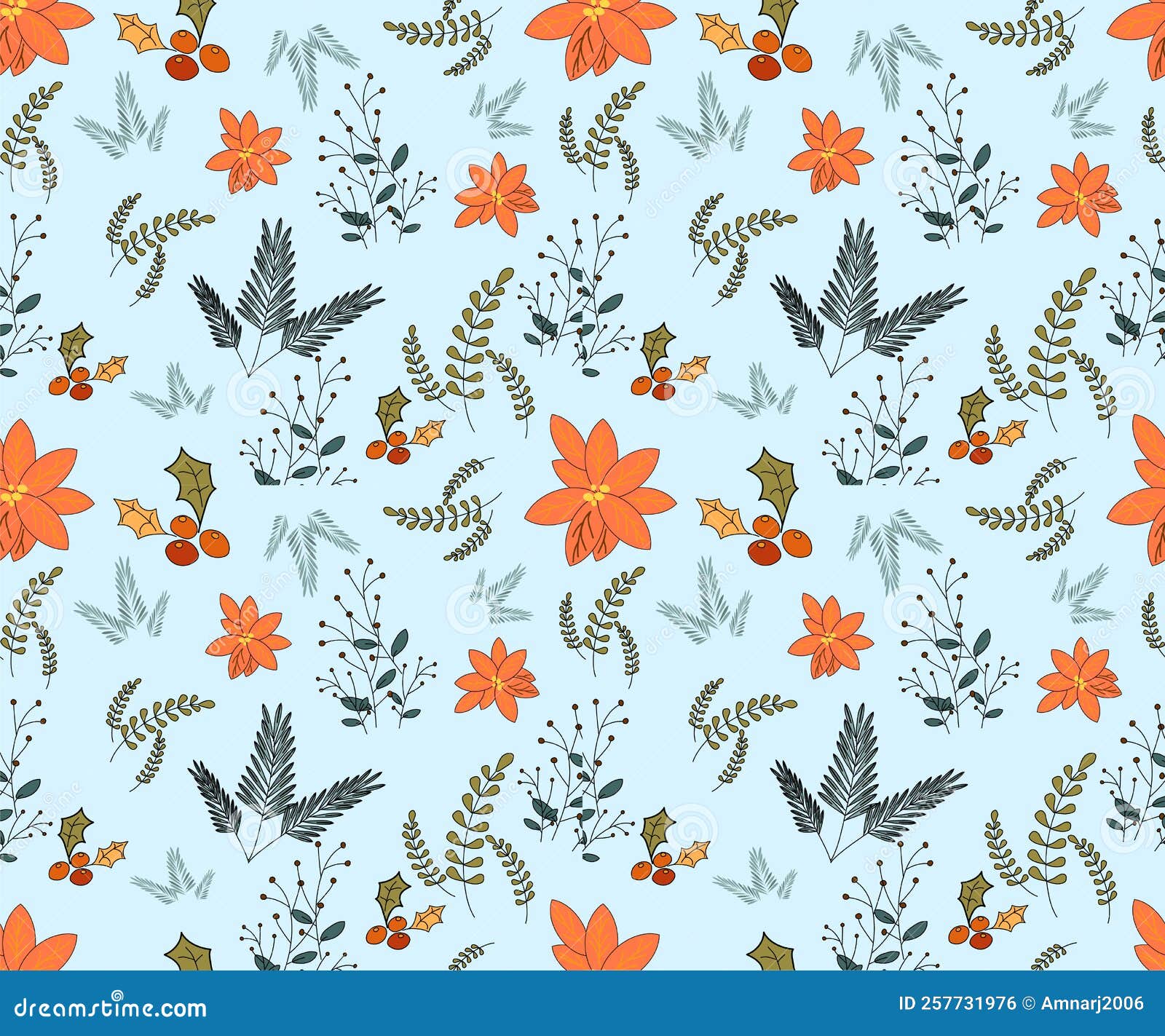 Hand Drawn Seamless Cartoon Floral Stock Vector - Illustration of ...