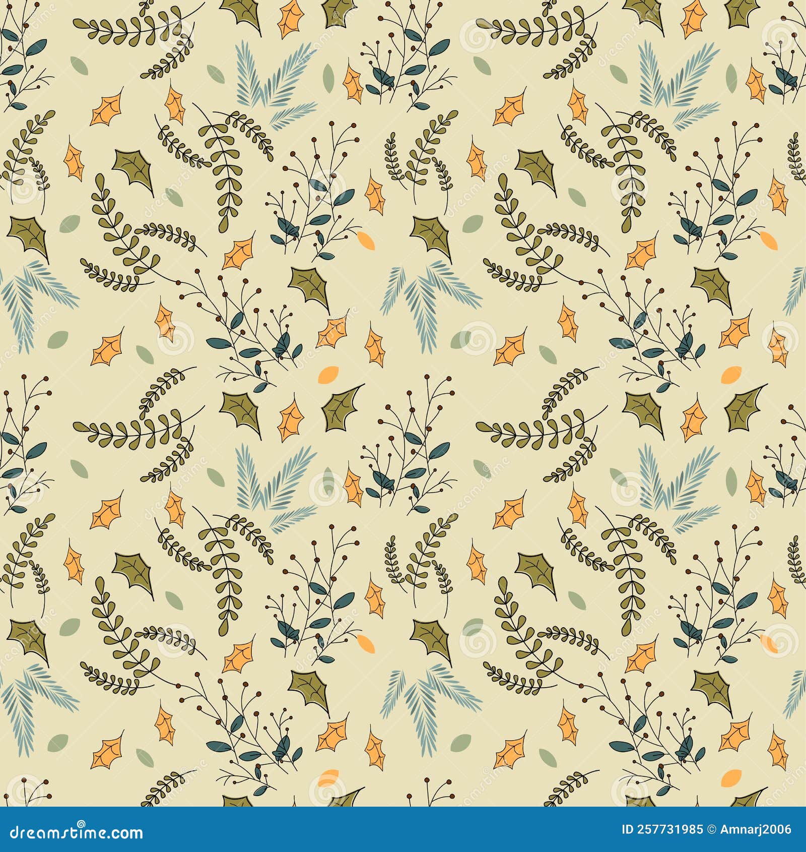 Hand Drawn Seamless Cartoon Floral Stock Vector - Illustration of ...