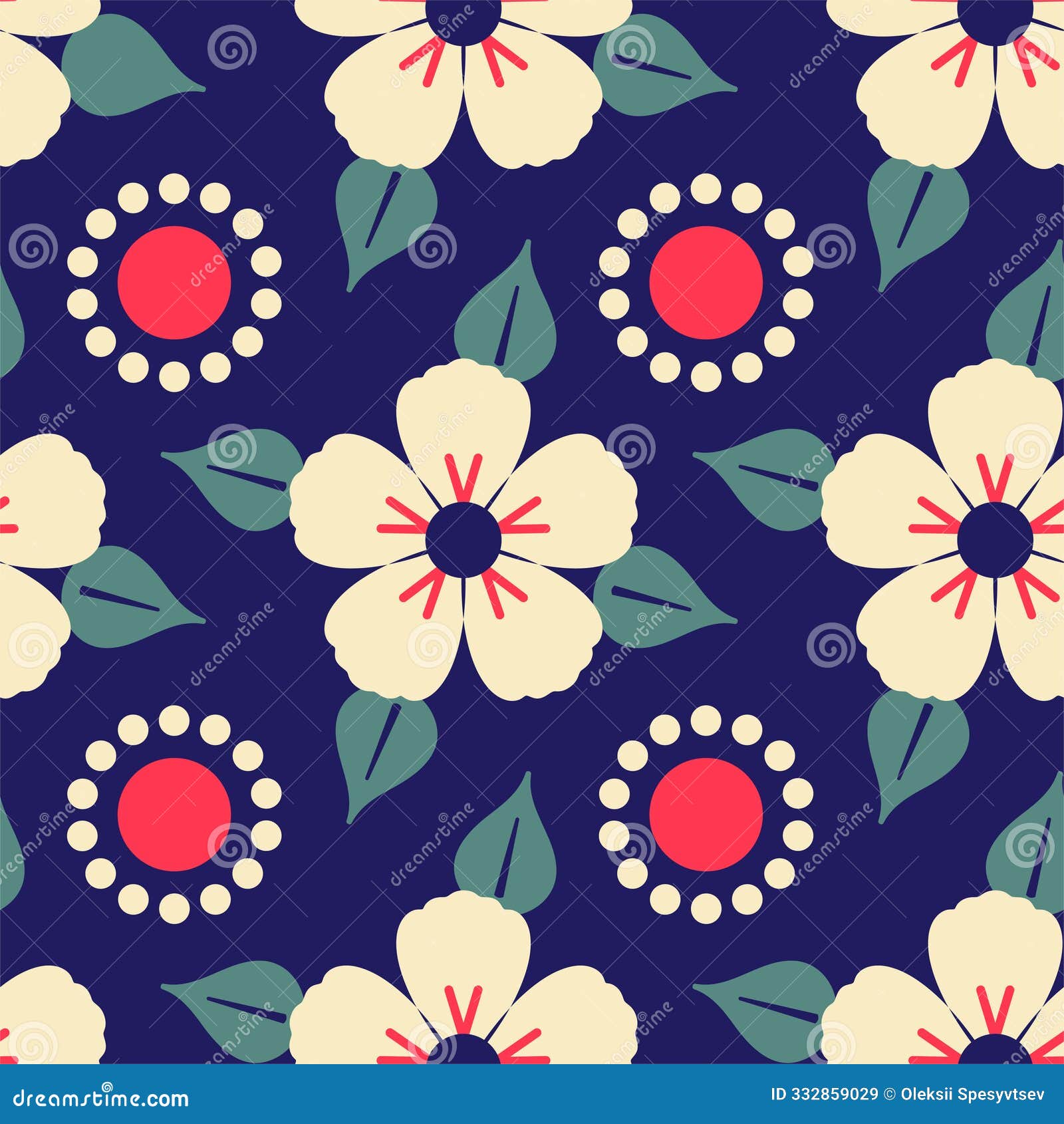 Hand Drawn Seamless Colorful Vector Floral Pattern Stock Illustration - Illustration of doodle ...