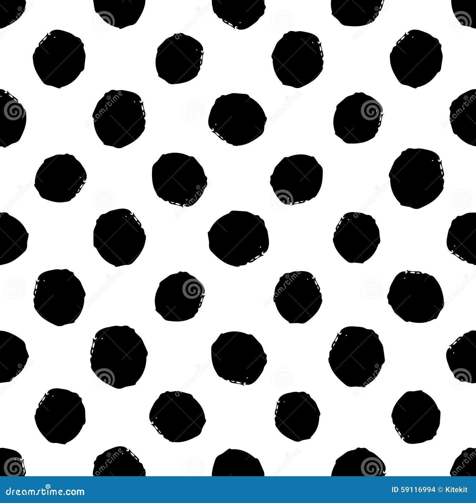 Hand Drawn Seamless Dot Pattern. Dry Brush And Rough Edges. Stock ...