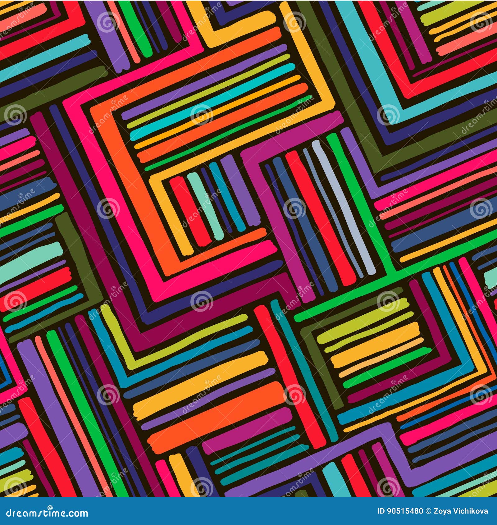 Hand Drawn Seamless Geometric Pattern 6 Stock Vector - Illustration of ...