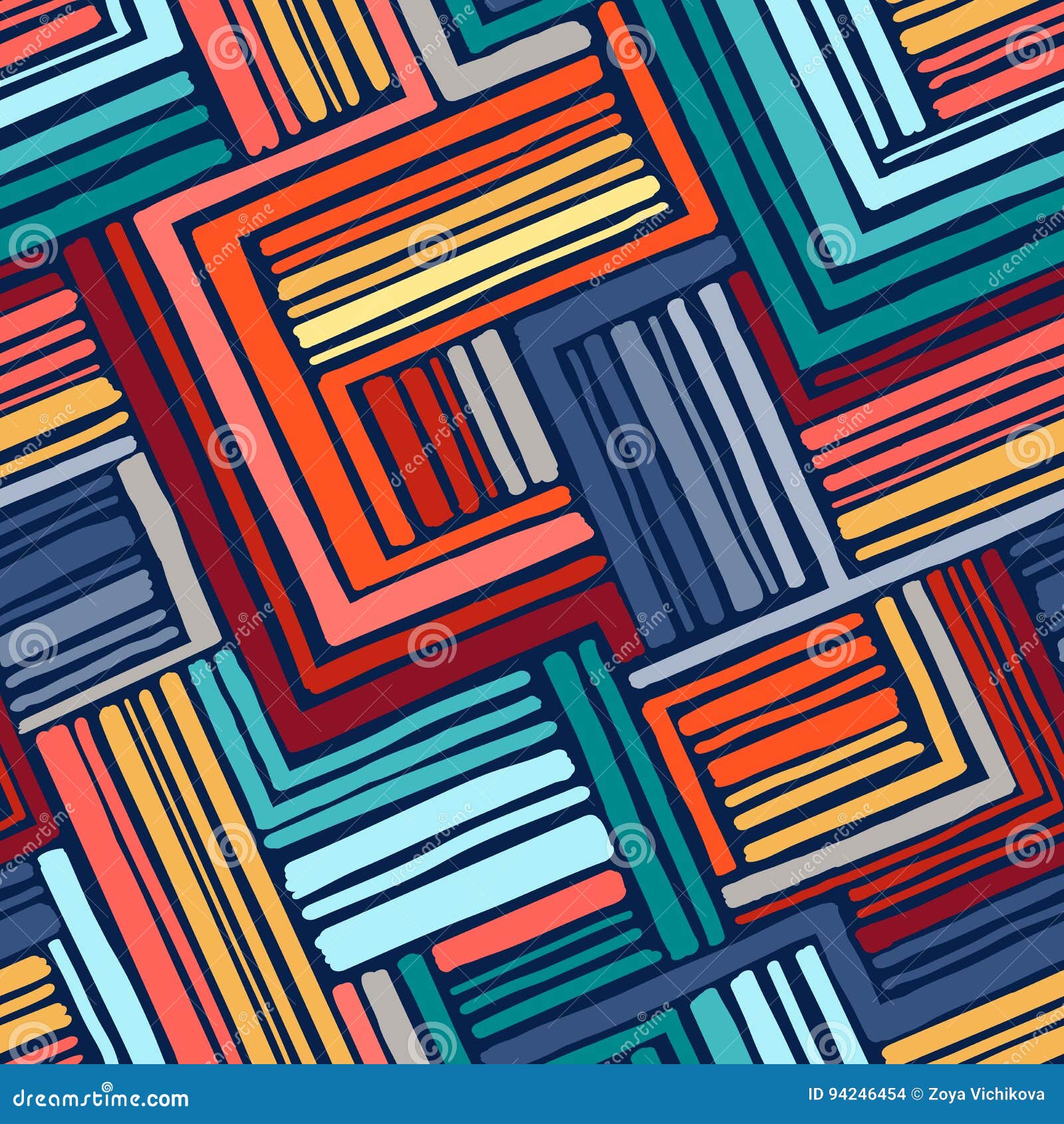 Hand Drawn Seamless Geometric Pattern Stock Vector - Illustration of ...