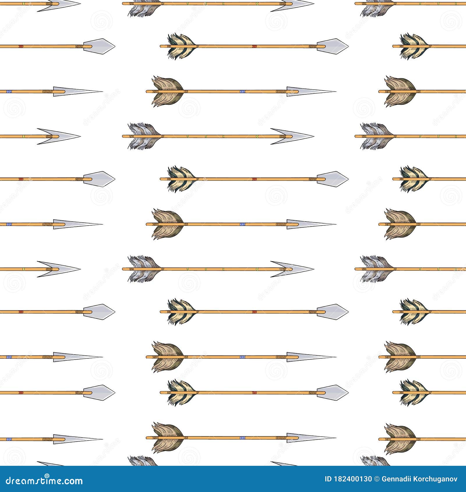 Hand Drawn Seamless Indian Arrow Pattern Background Stock Vector ...