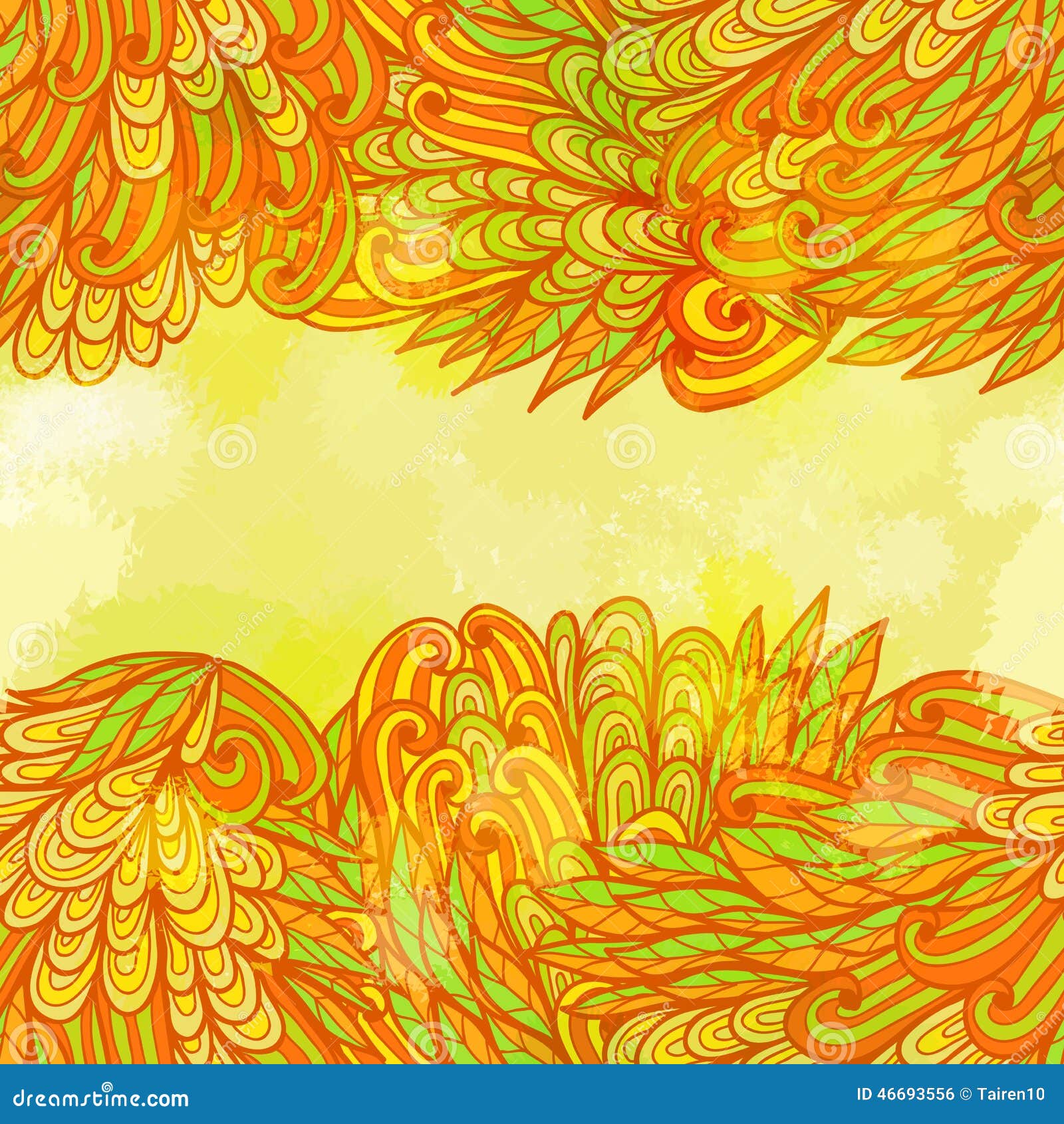 Hand Drawn Seamless Orange Invitation Card Stock Vector - Illustration ...