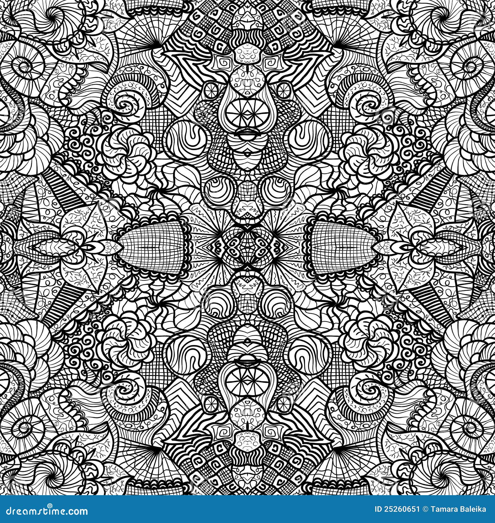 Hand Drawn Seamless Pattern Stock Vector - Illustration of green ...