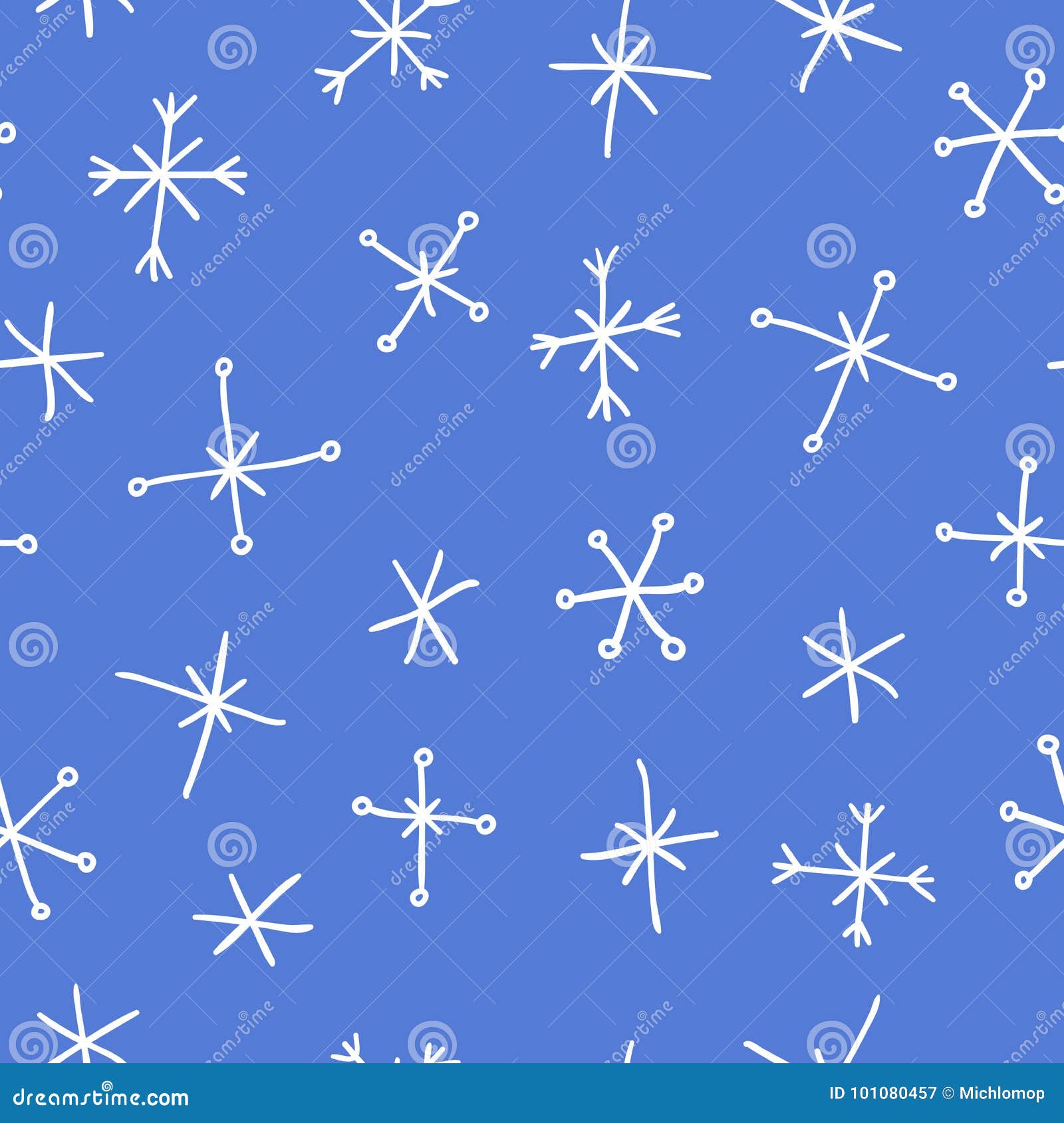Hand Drawn Seamless Pattern. Blue on White Background. Abstract Doodle ...