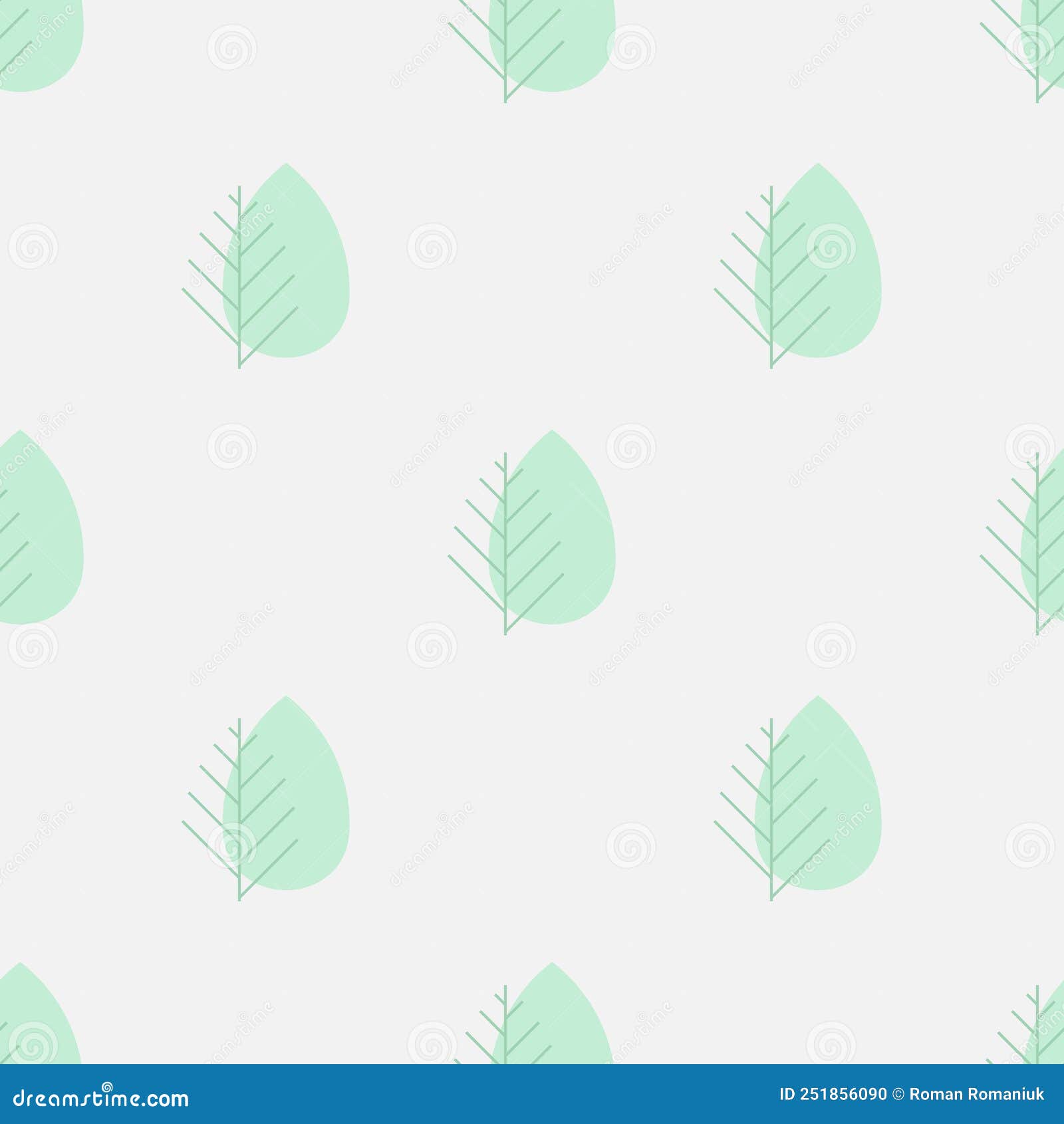 Hand Drawn Seamless Pattern with Abstract Green Leaves. Vector ...