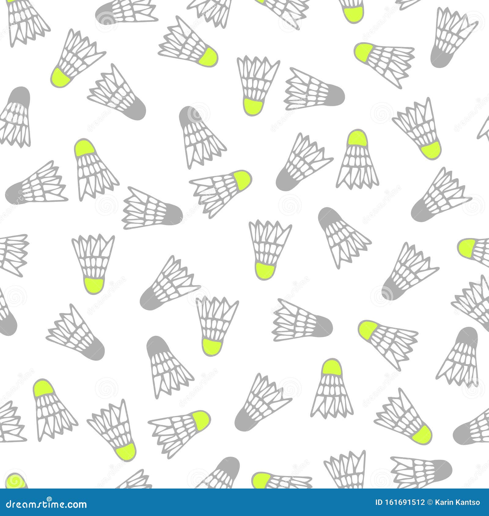 Hand Drawn Seamless Pattern with Badminton Shuttlecock Stock ...