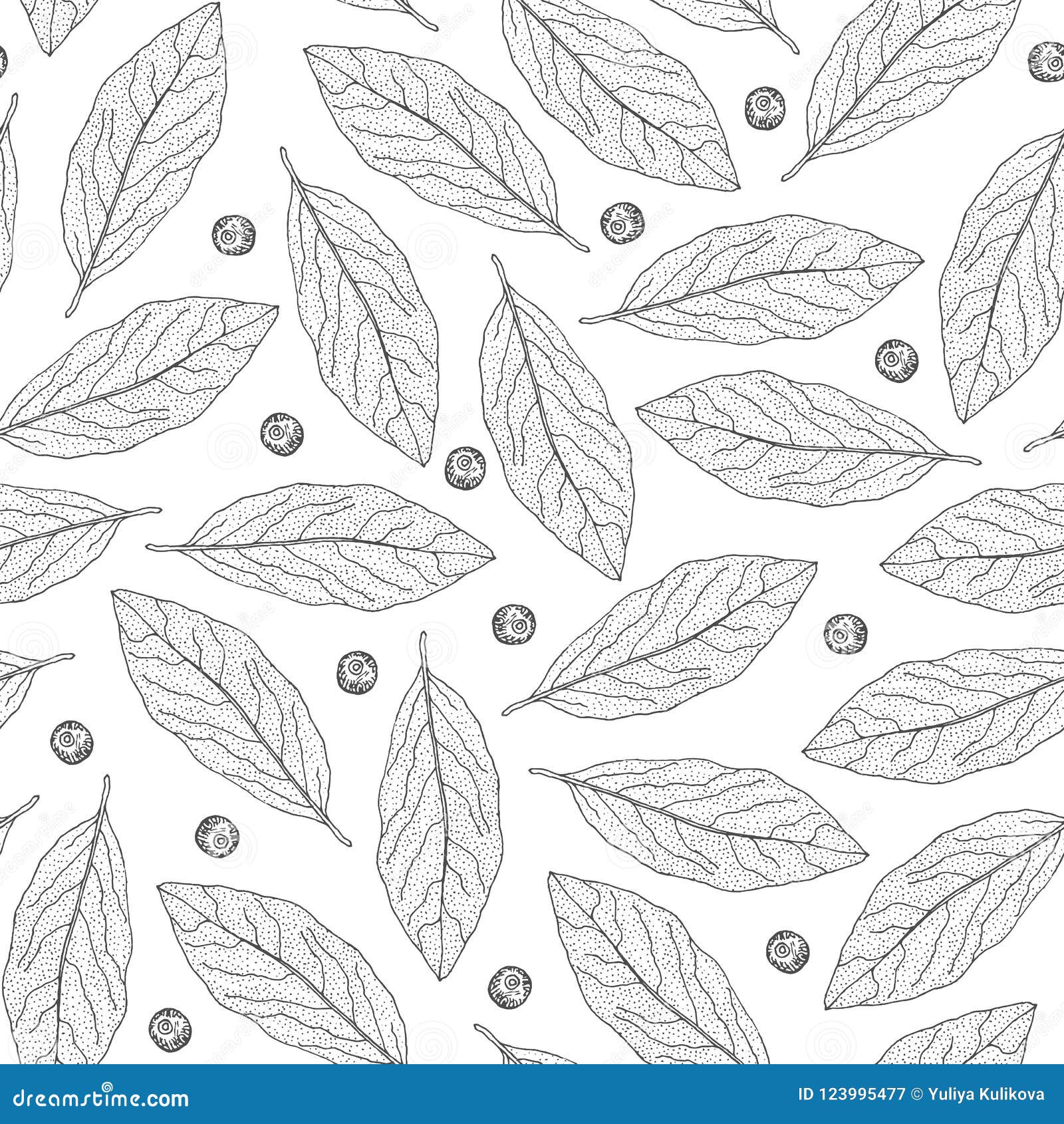 Spices seamless pattern. stock vector. Illustration of allspice - 123995477
