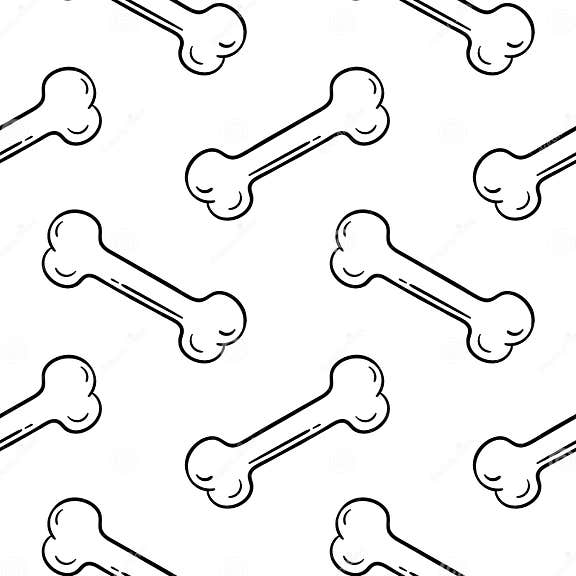 Hand Drawn Seamless Pattern of Bones 2 Stock Vector - Illustration of ...