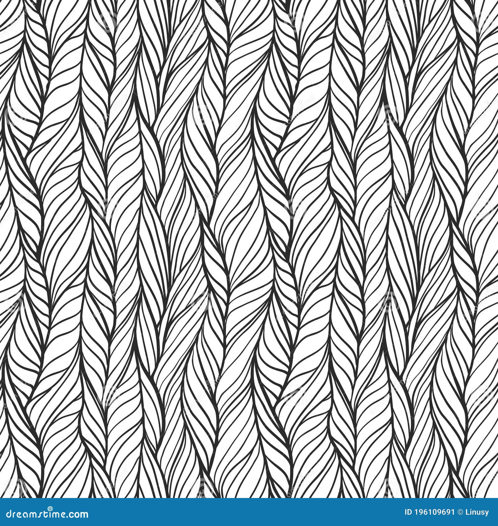 Hand Drawn Seamless Pattern with Braids Stock Vector - Illustration of ...