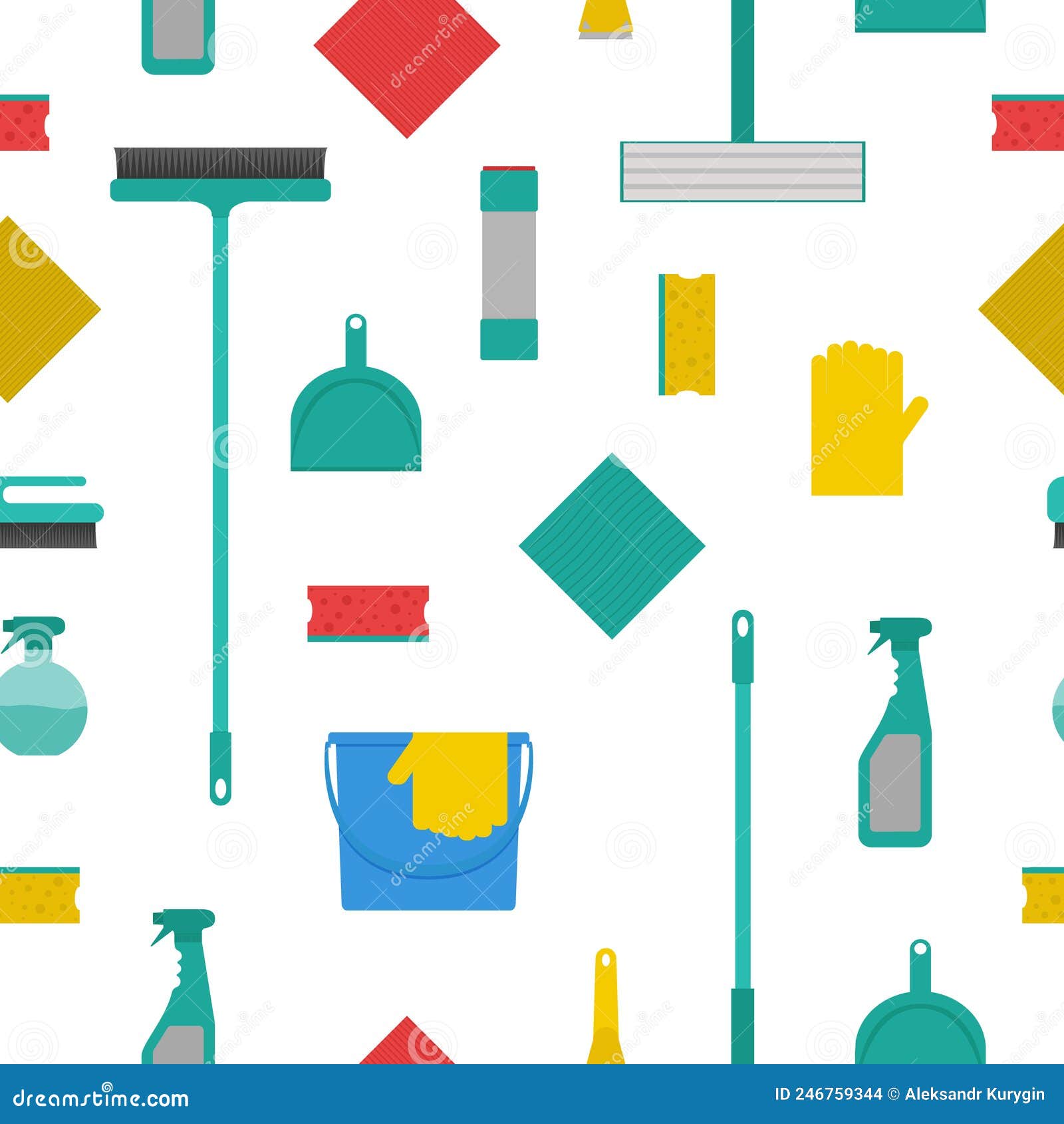 Hand Drawn Seamless Pattern with Cleaning Tools. Means To Maintain ...