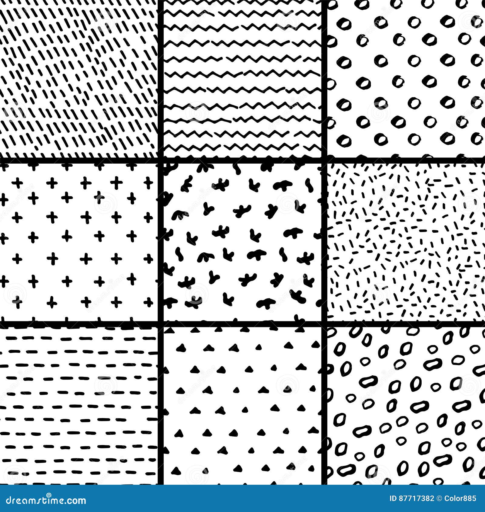 Hand Drawn Seamless Pattern Collection. Simple Texture for Background ...