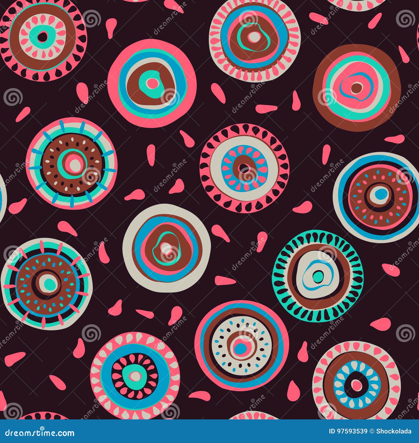 Hand Drawn Seamless Pattern with Colorful Circles Stock Vector ...