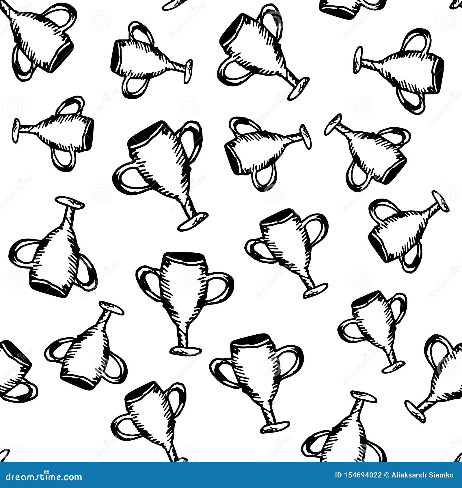 Hand Drawn Seamless Pattern Cup Doodle. Sketch Style Icon. Decoration ...
