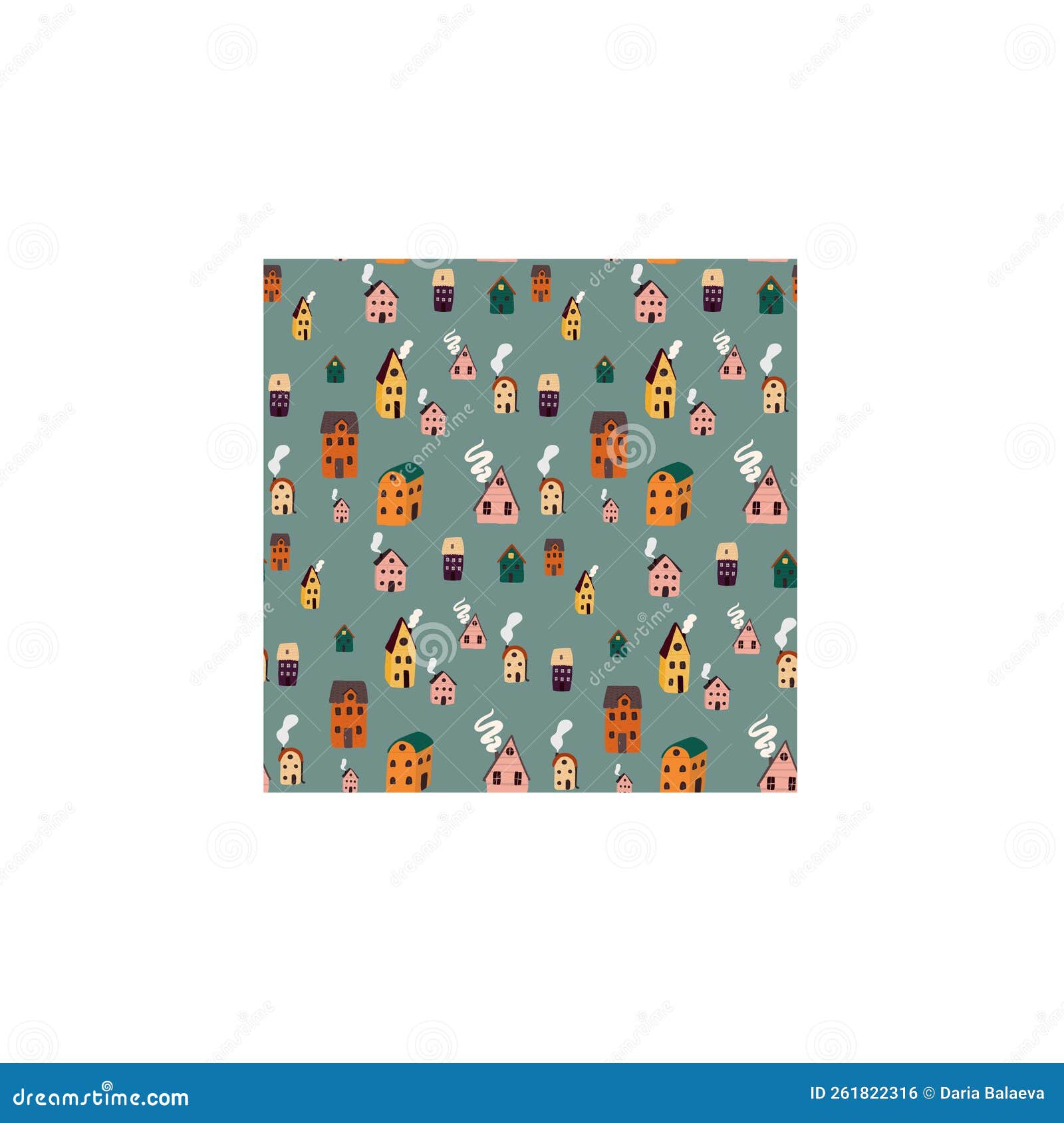 Hand Drawn Seamless Pattern with Cute Houses Stock Vector ...