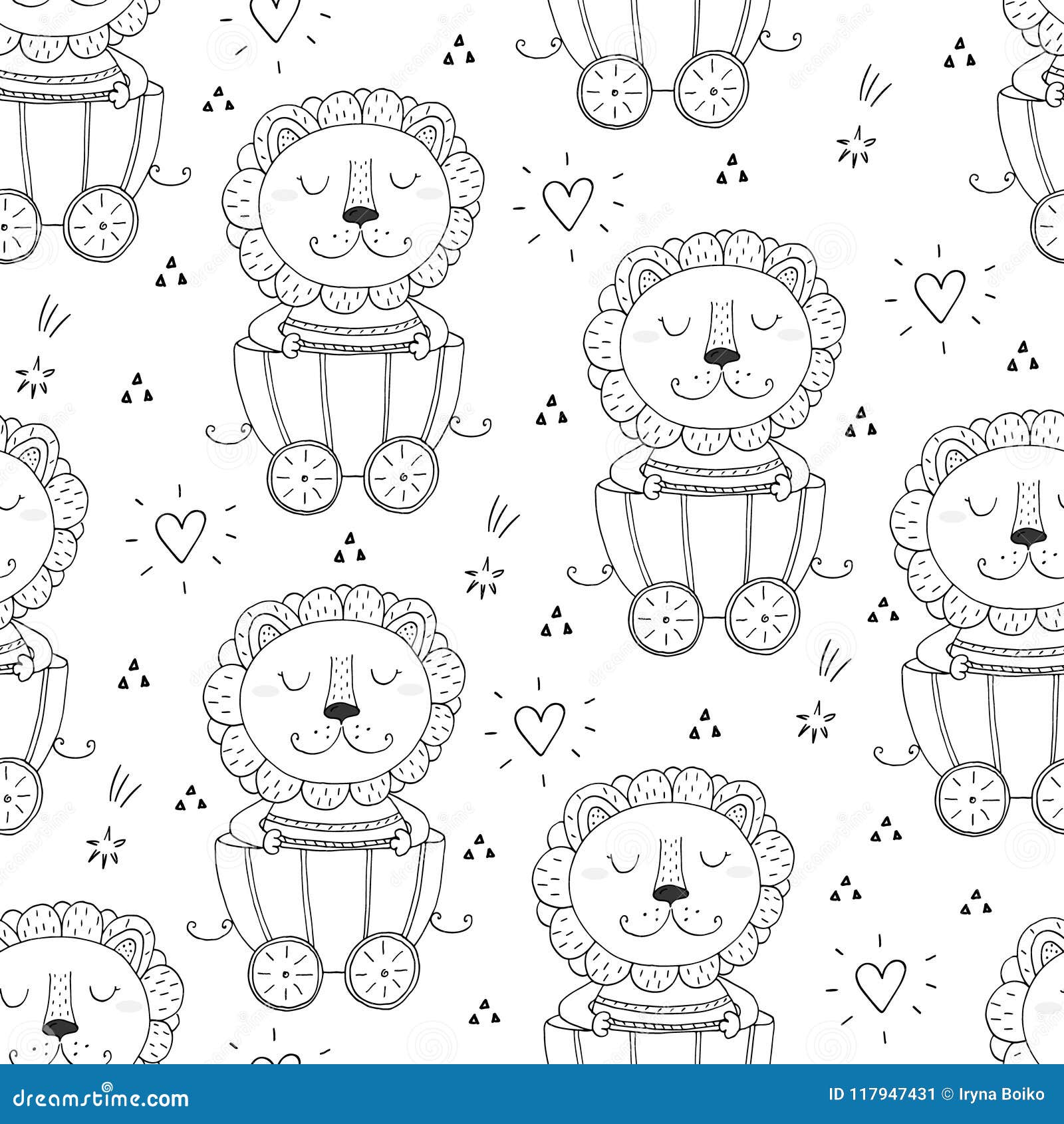 Cute Lion Pattern Print for Kids Stock Vector - Illustration of doodles ...