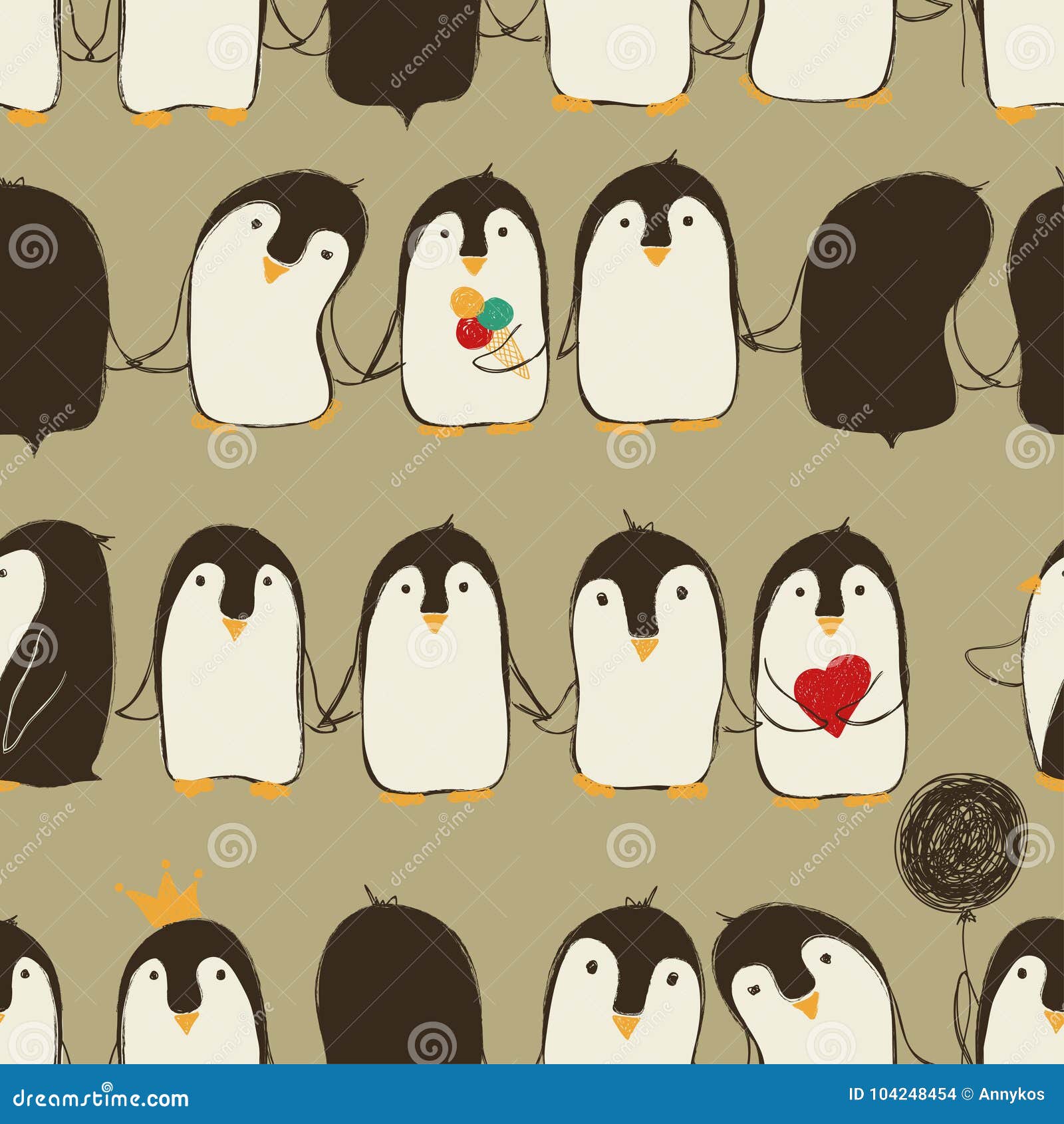 Seamless Pattern of Penguins. Stock Vector - Illustration of happy ...